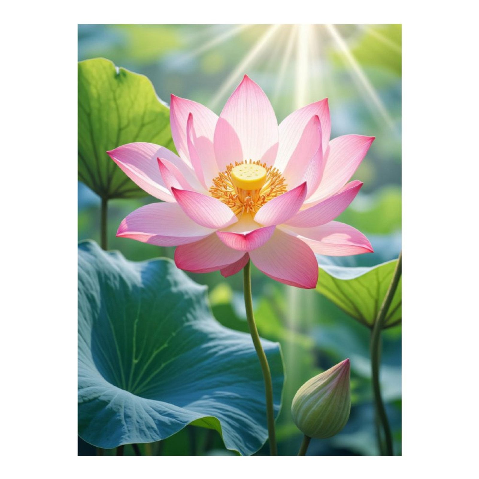 Diamond Art Kits for Adults, Pink Lotus Bloom Under Sunlight 5D Diamond ...