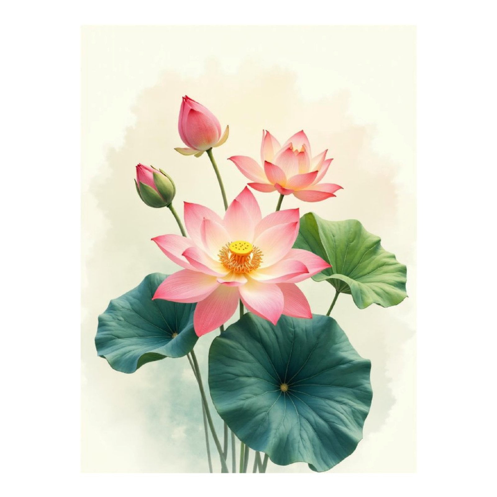 Diamond Art Kits for Adults, Pink Lotus Blooms And Leaves 5D Diamond ...