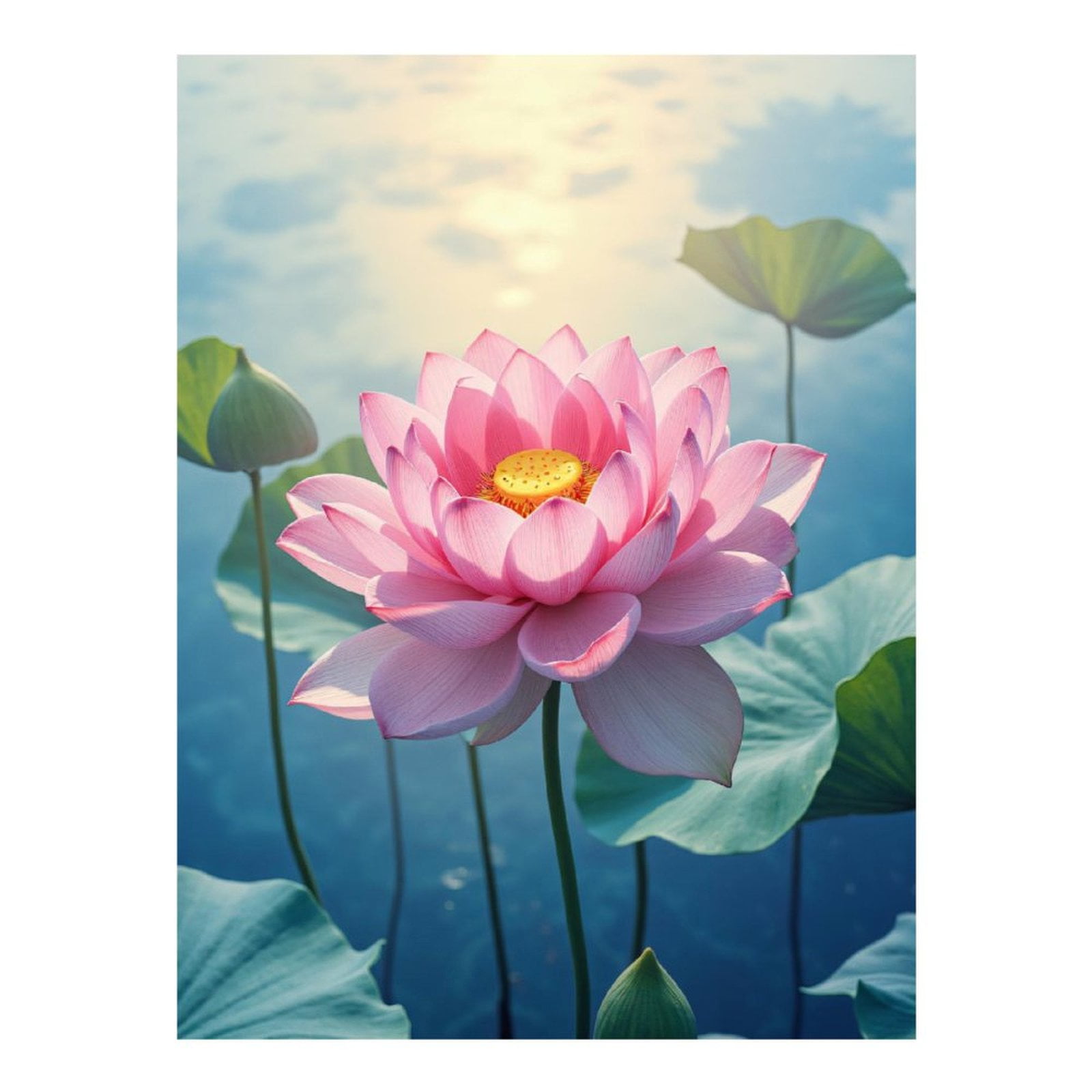Diamond Art Kits for Adults, Pink Lotus Flower Tranquil Pond 5D Diamond ...