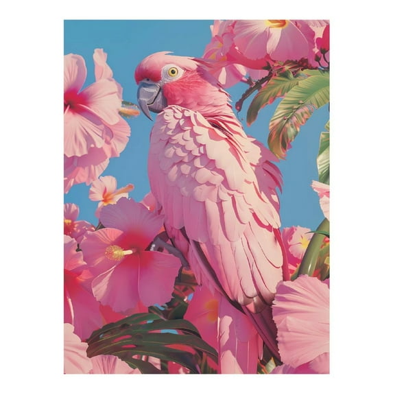 Diamond Art Kits for Adults - Pink Parrot Tropical Blossoms DIY ...