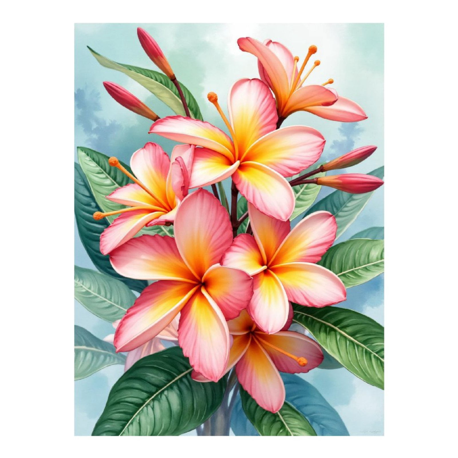 Diamond Art Kits for Adults - Pink Tropical Blossoms Artwork 5d Diamond ...