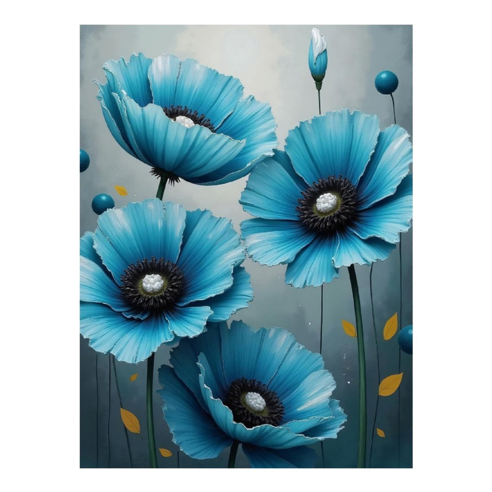 Diamond Art Kits for Adults - Poppy Flower Blue Print No.65 5D ...