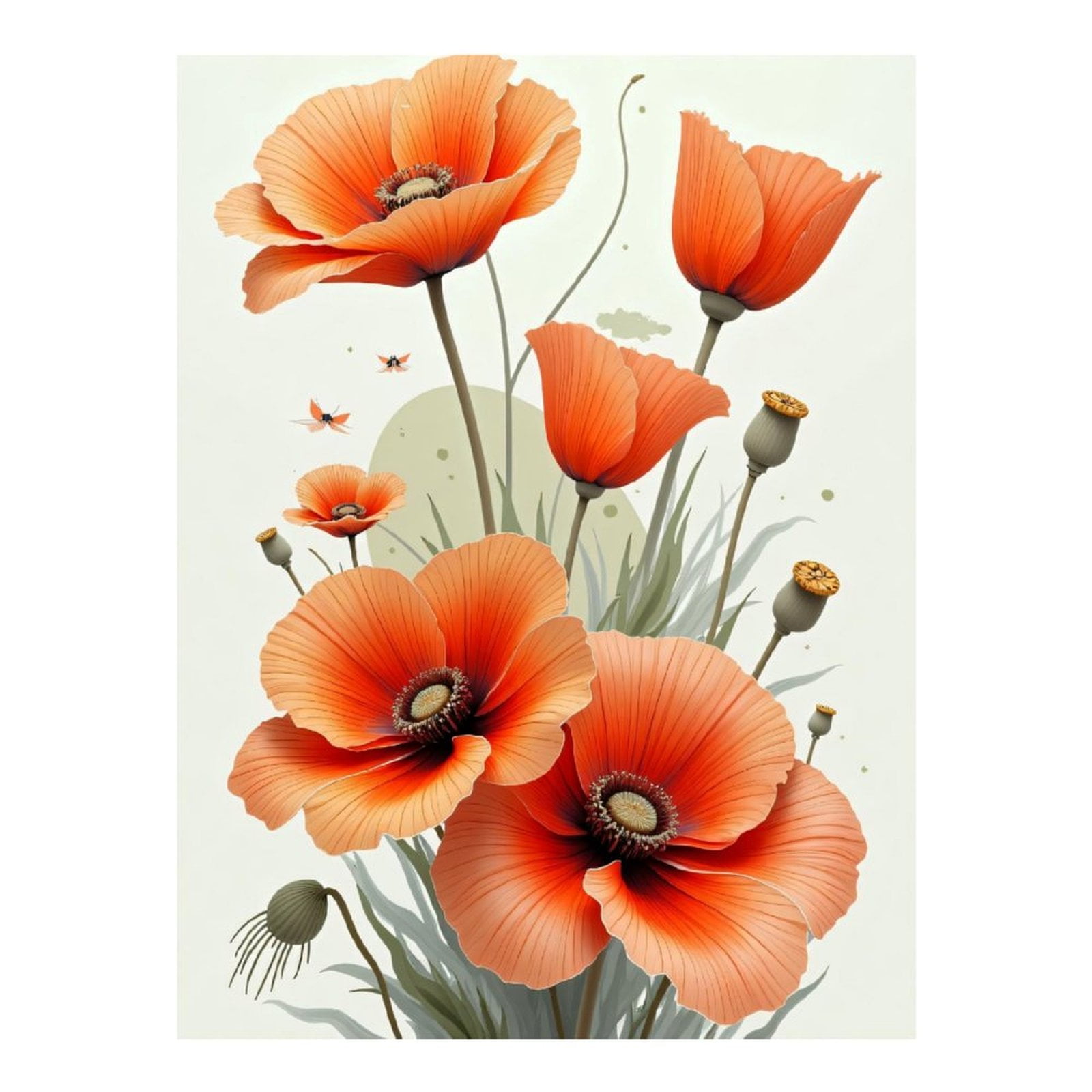 Diamond Art Kits for Adults - Poppy Flower Print No.19 5D Frameless ...