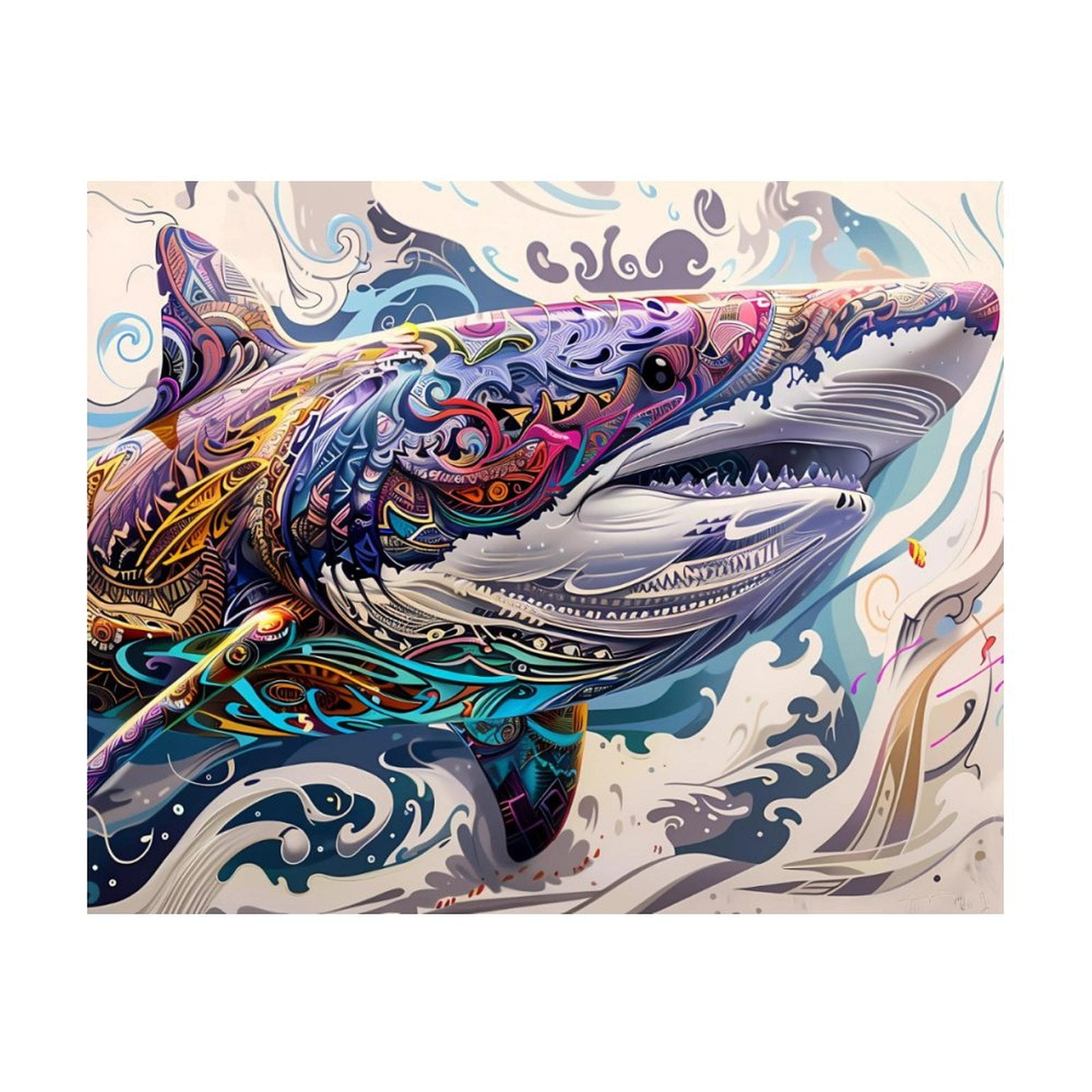 Diamond Art Kits for Adults - Psychedelic Shark Artwork DIY Diamond Painting Art and Crafts ...