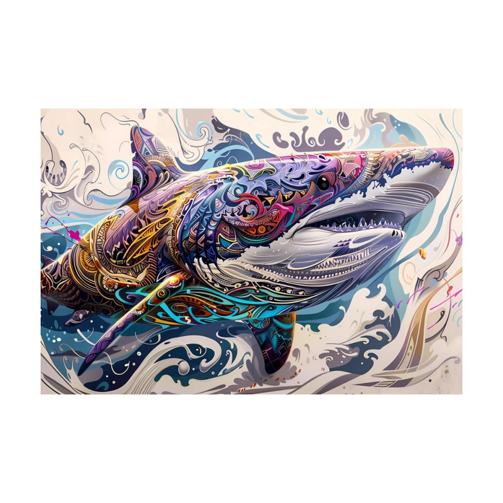Diamond Art Kits for Adults, Psychedelic Shark ArtworkDiamond Painting Kits for Beginners ...