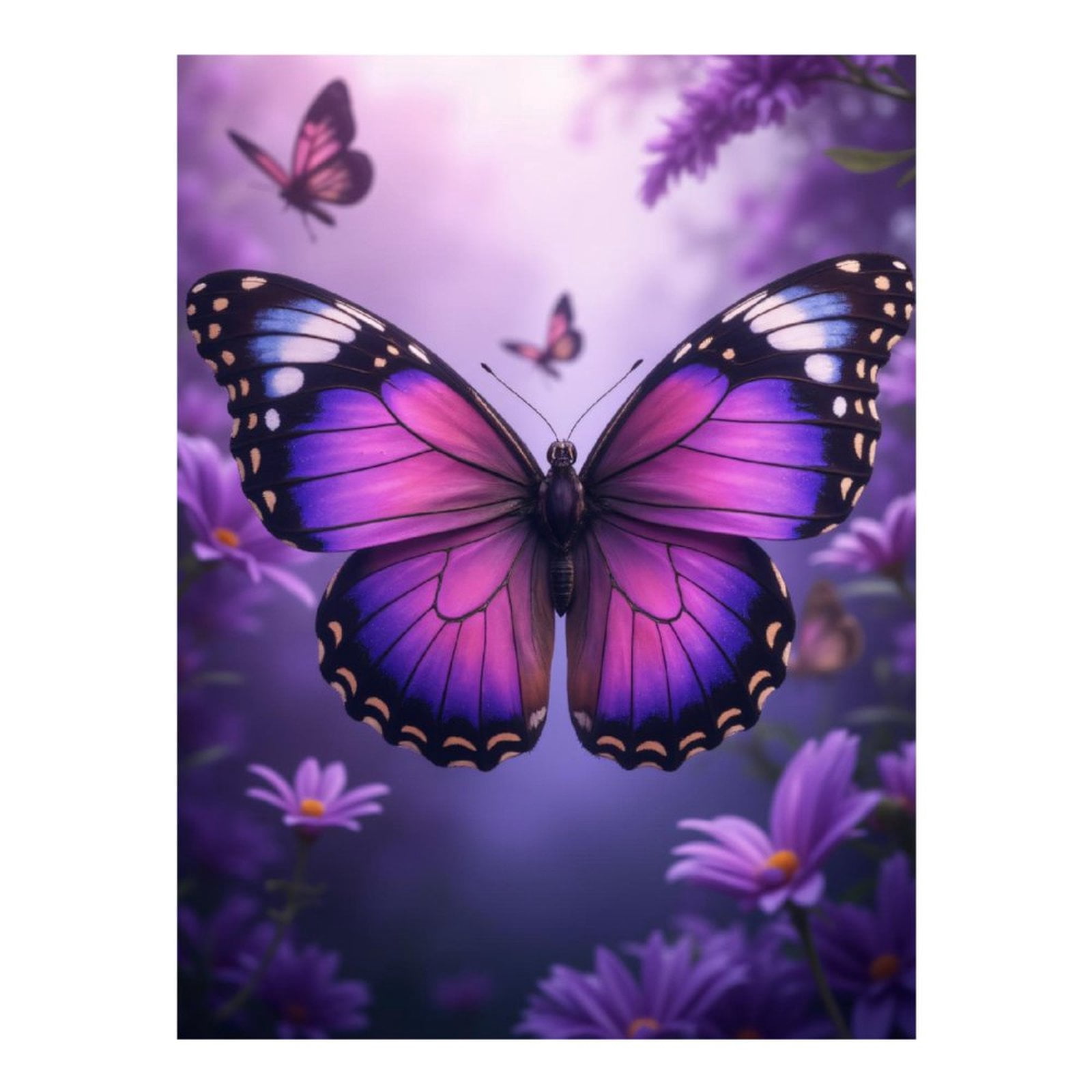 Diamond Art Kits for Adults - Purple Butterfly Lavender Flowers 5d ...