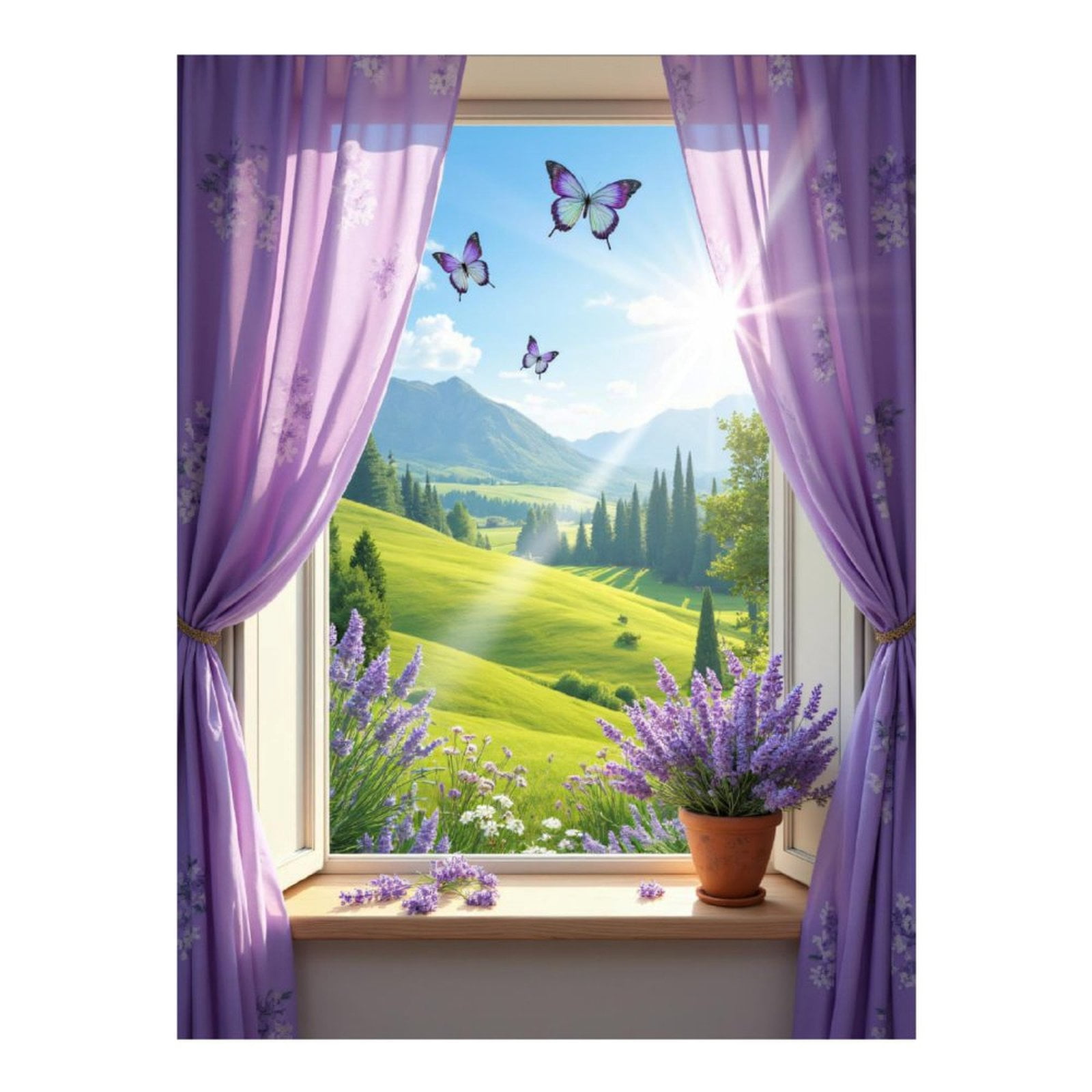 Diamond Art Kits for Adults - Purple Curtains Lavender View Butterfly ...