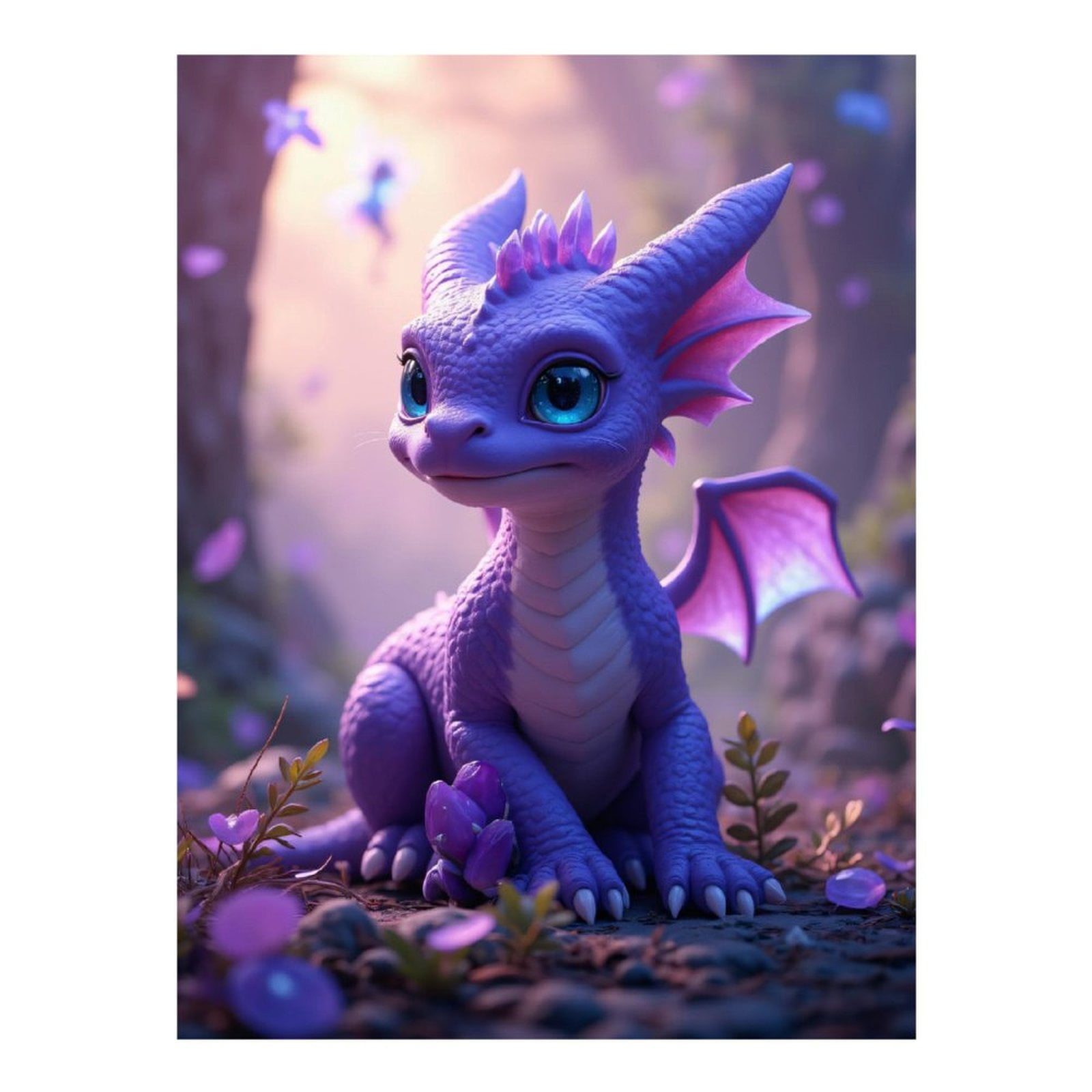 Diamond Art Kits for Adults - Purple Dragon Fantasy Forest Creature 5d ...