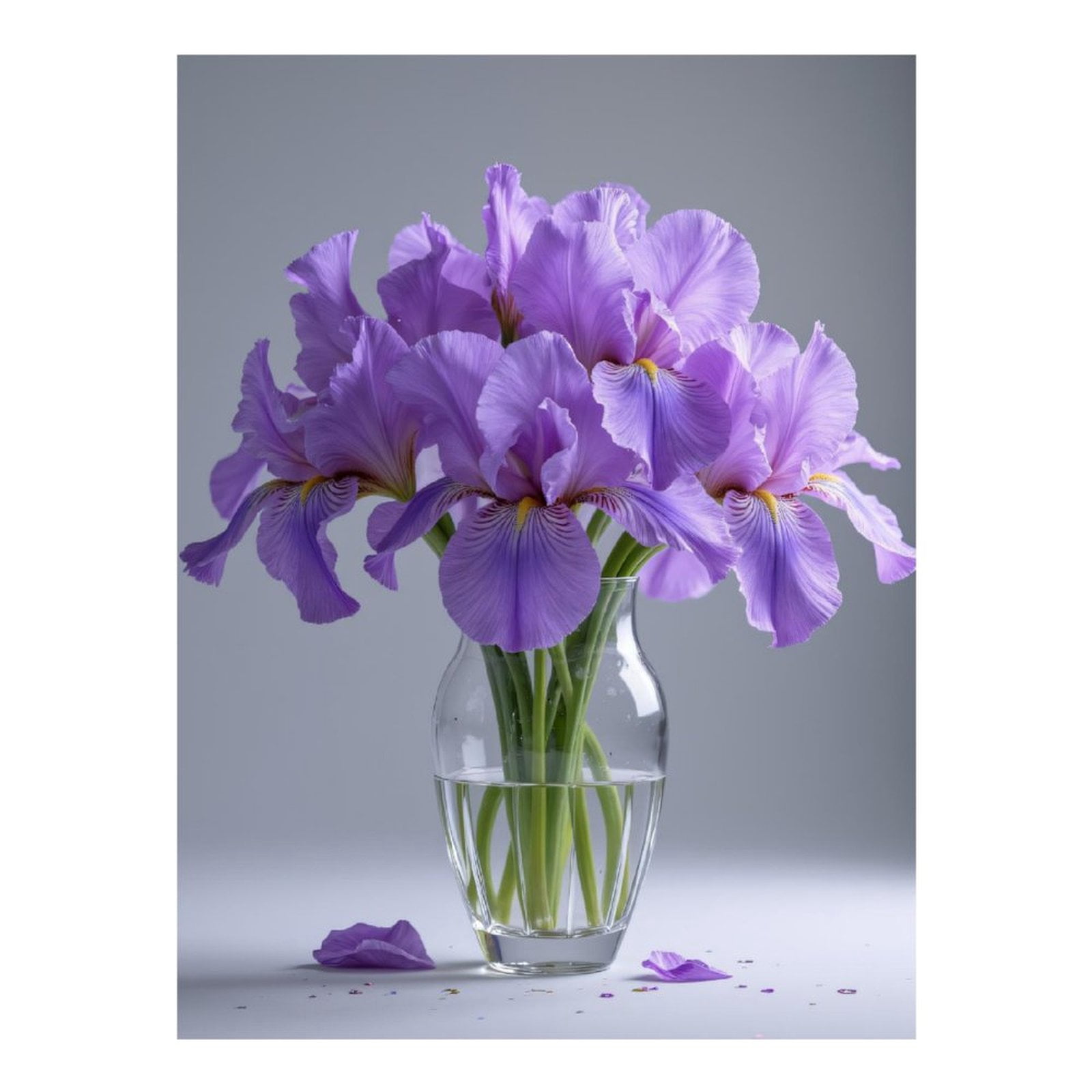 Diamond Art Kits for Adults, Purple Irises In Glass Vase 5D Diamond ...