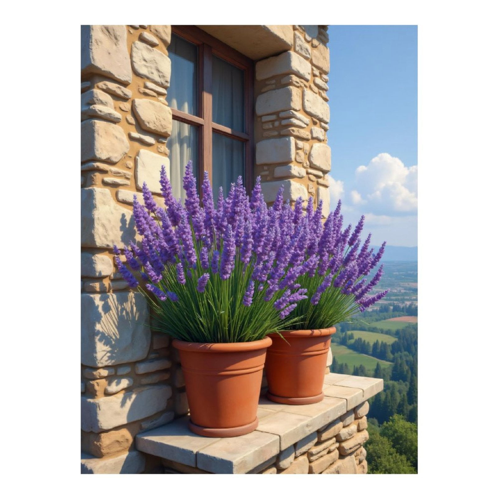 Diamond Art Kits for Adults, Purple Lavender Pots Stone Wall 5D Diamond ...