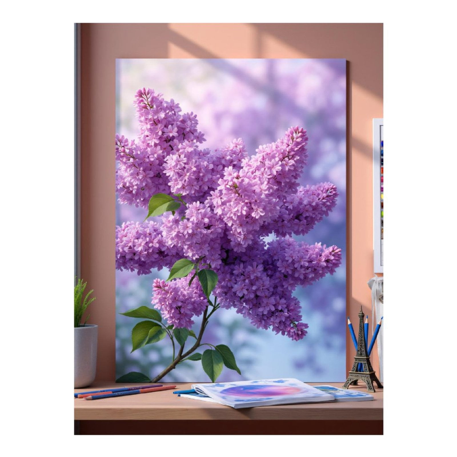 Diamond Art Kits for Adults, Purple Lilac Blossoms Art Poster 5D ...