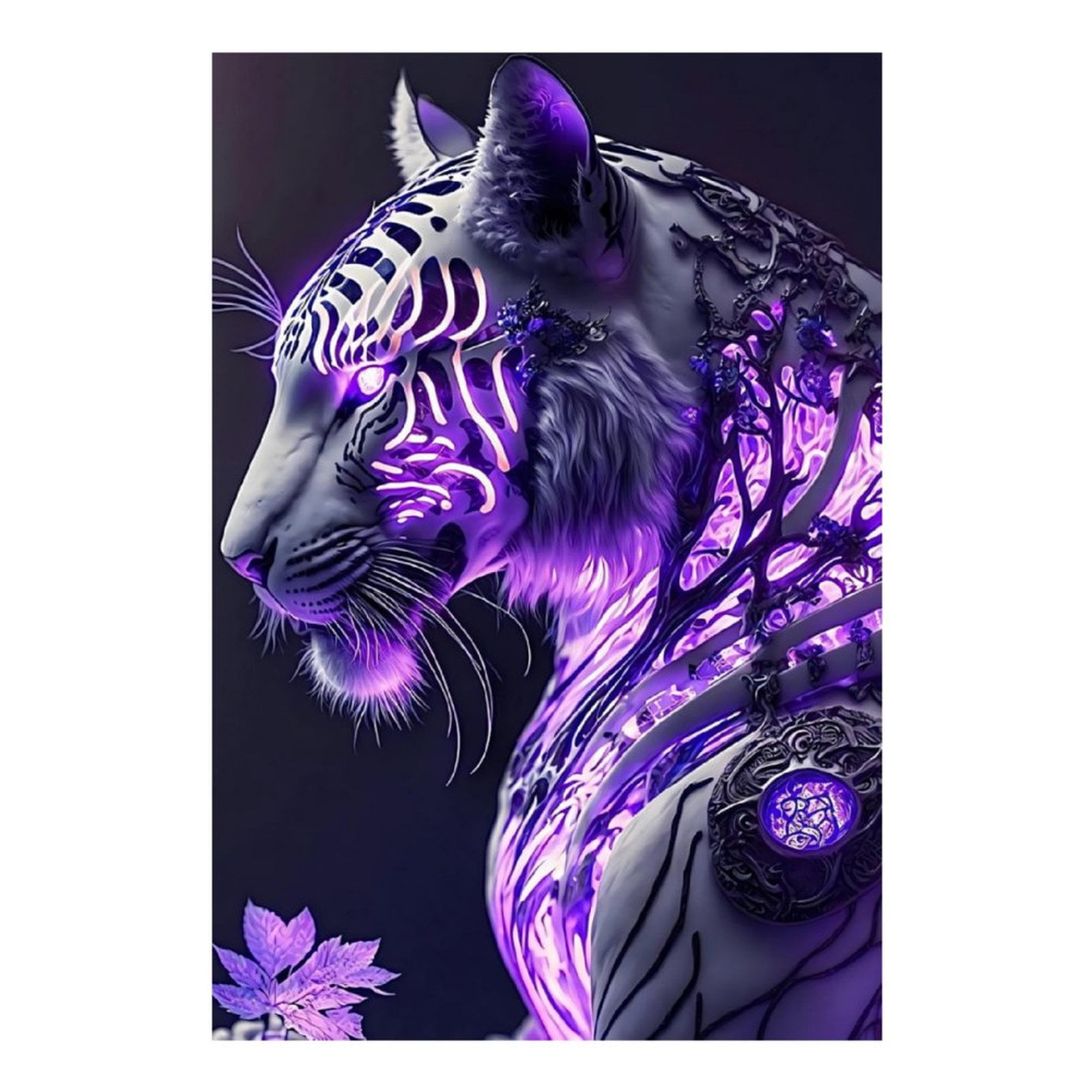 Diamond Art Kits for Adults - Purple Pattern White Tiger Frameless 5D ...