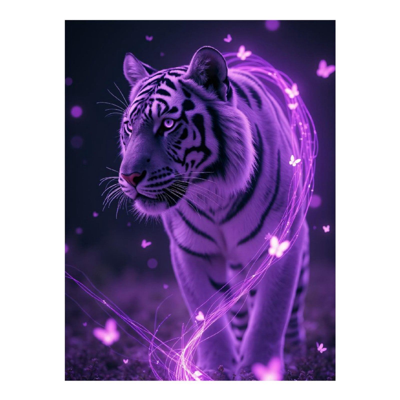 Diamond Art Kits for Adults - Purple Tiger Glow Butterflies 5d Diamond ...