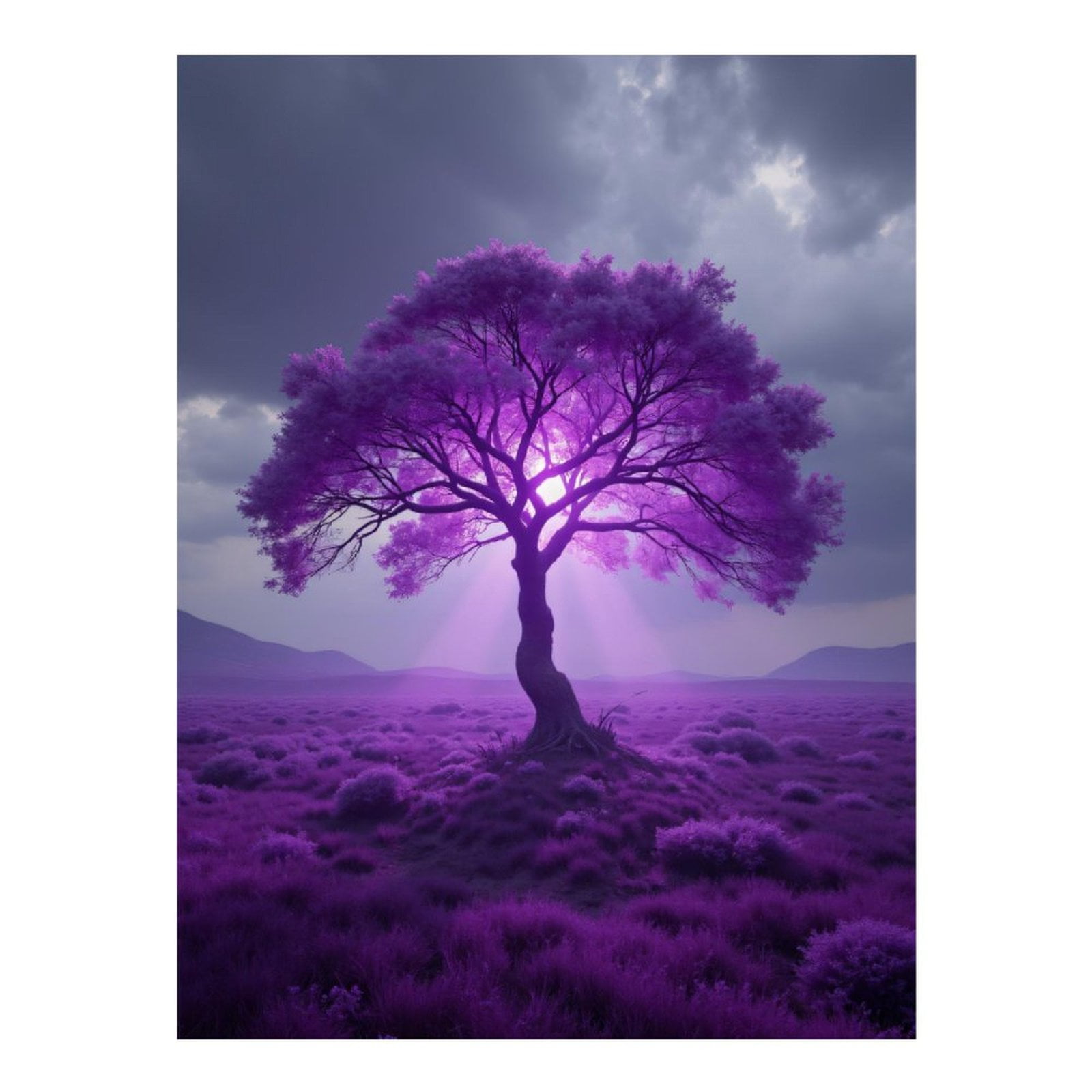 Diamond Art Kits for Adults - Purple Tree Glowing Landscape 5d Diamond ...