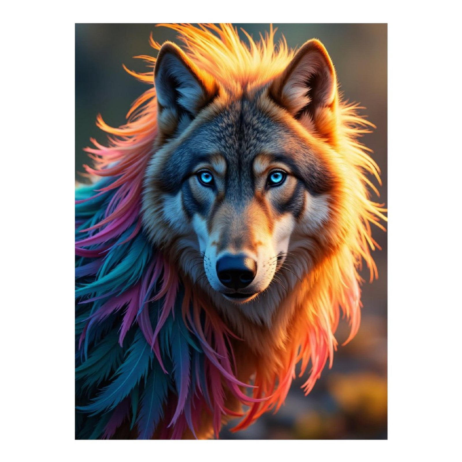 Diamond Art Kits for Adults, Rainbow Wolf Vibrant Mane 5D Diamond ...