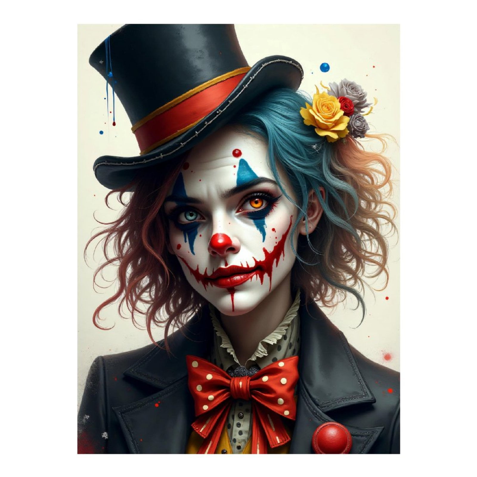 Diamond Art Kits for Adults - Realistic Clown Print No.6 5D Frameless Dimond Painting Kit for ...
