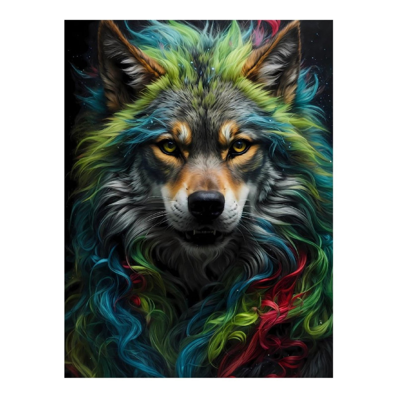 Diamond Art Kits for Adults - Realistic Style Colorful Wolf Frameless ...