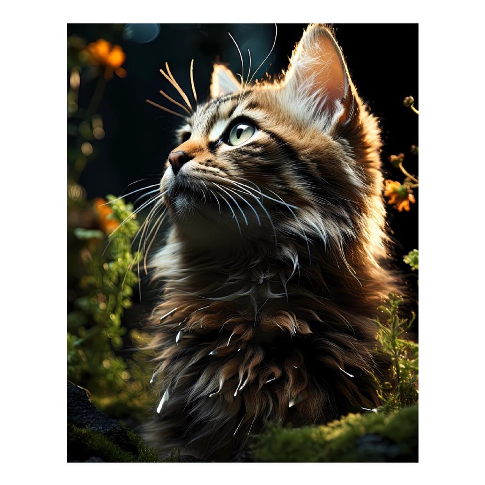 Diamond Art Kits for Adults, Realistic Style Cute Cat Round Full Drill ...