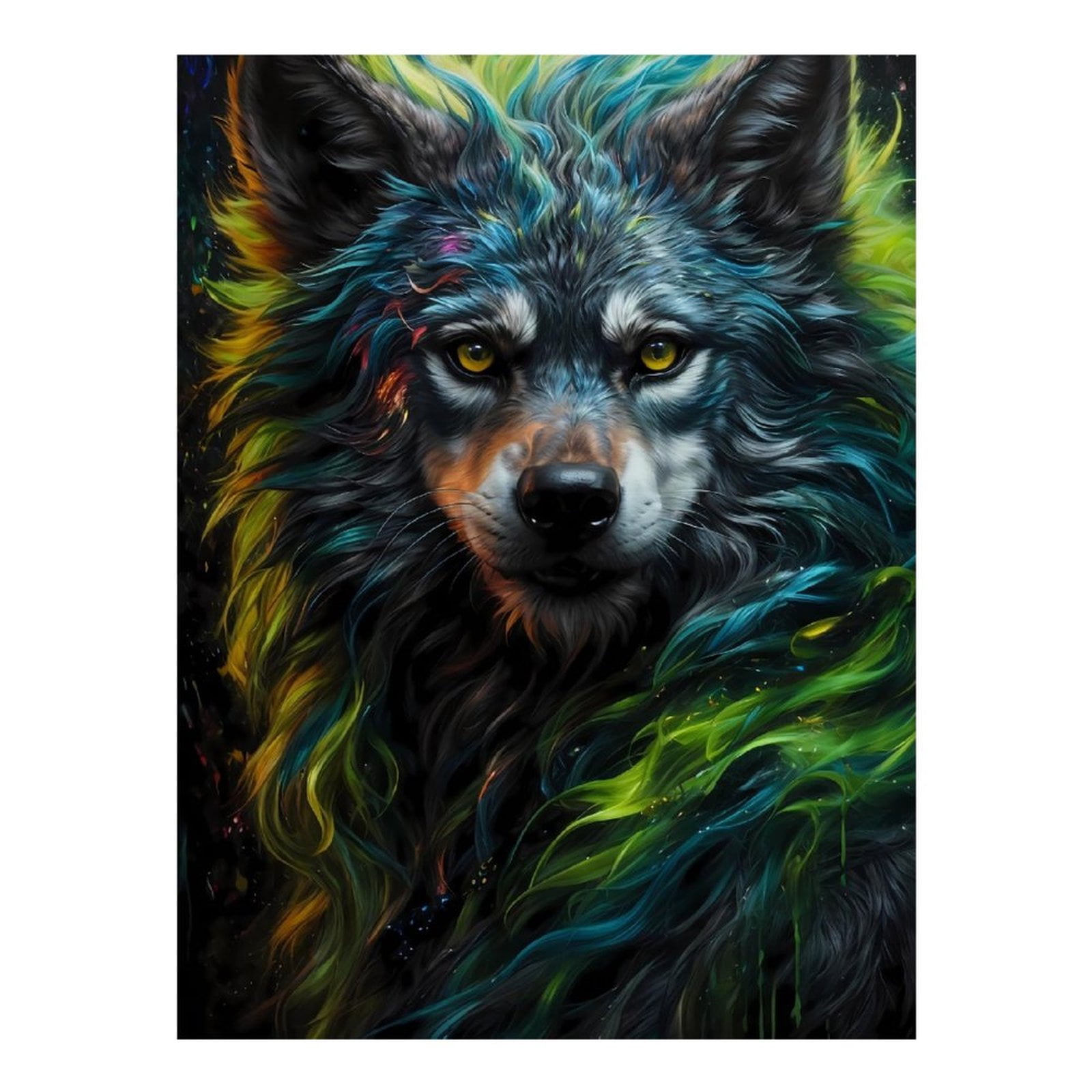 Diamond Art Kits for Adults - Realistic Style Green Fur Wolf Frameless ...