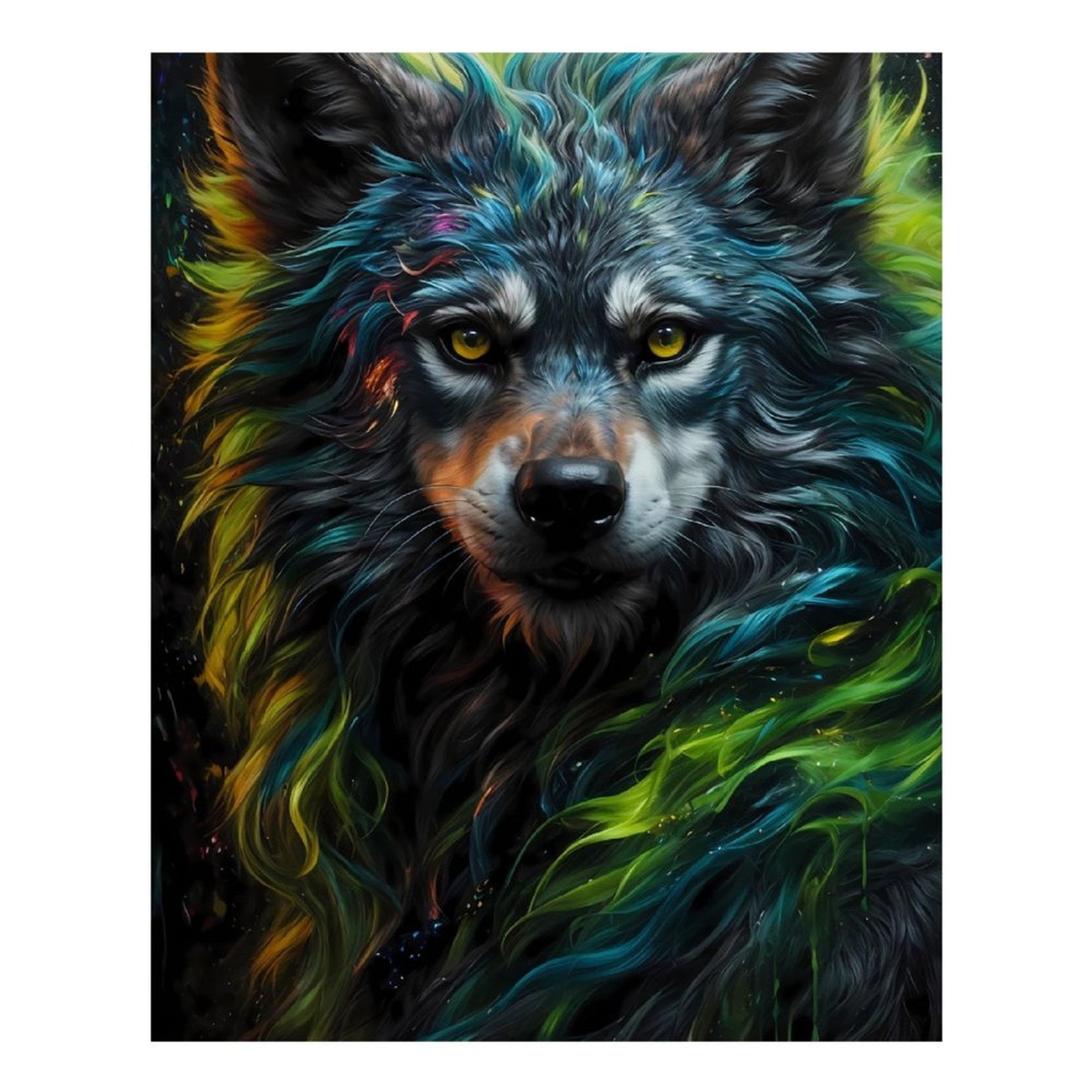 Diamond Art Kits for Adults - Realistic Style Green Fur Wolf Frameless ...