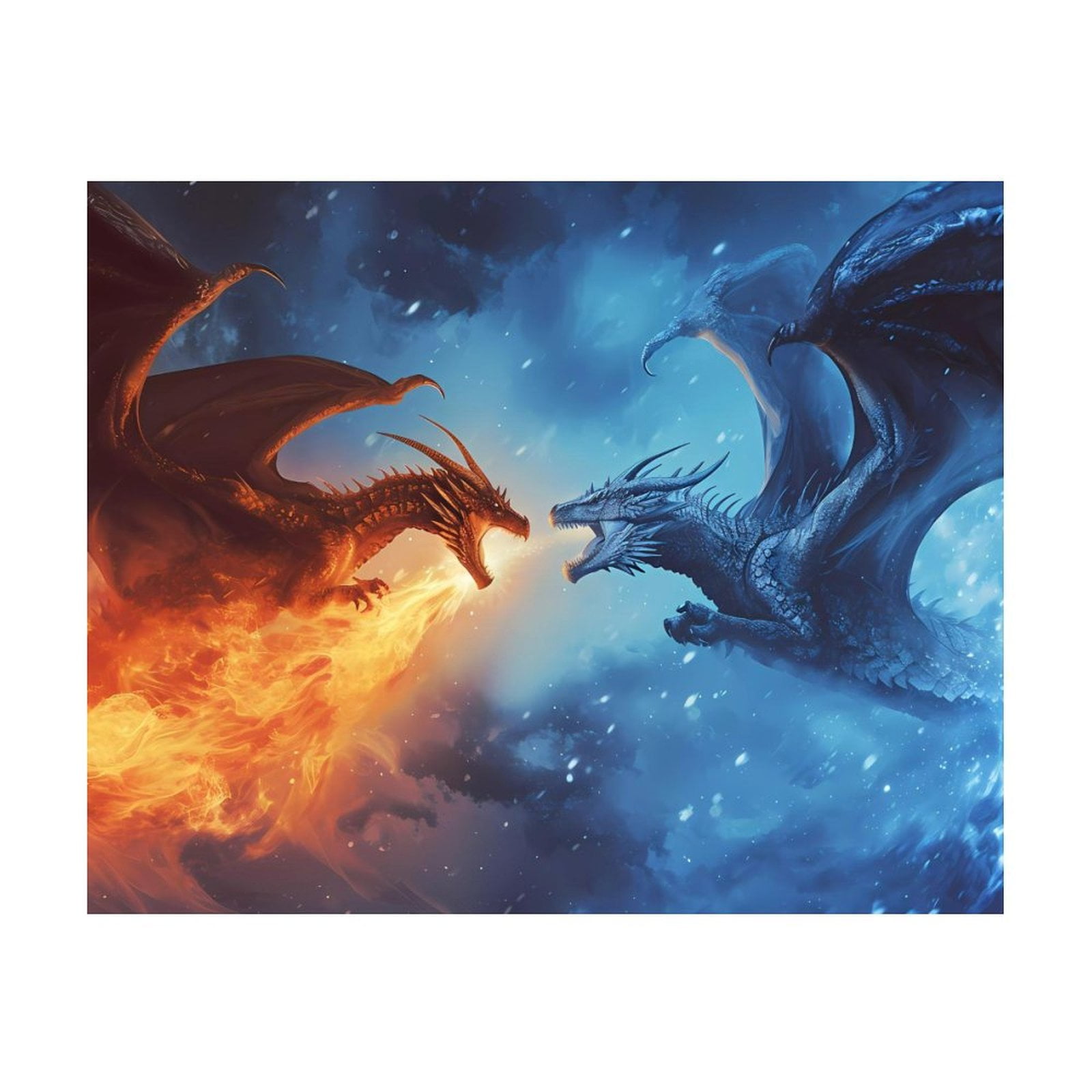 Diamond Art Kits for Adults - Red And Blue Fire Dragon A DIY Diamond ...