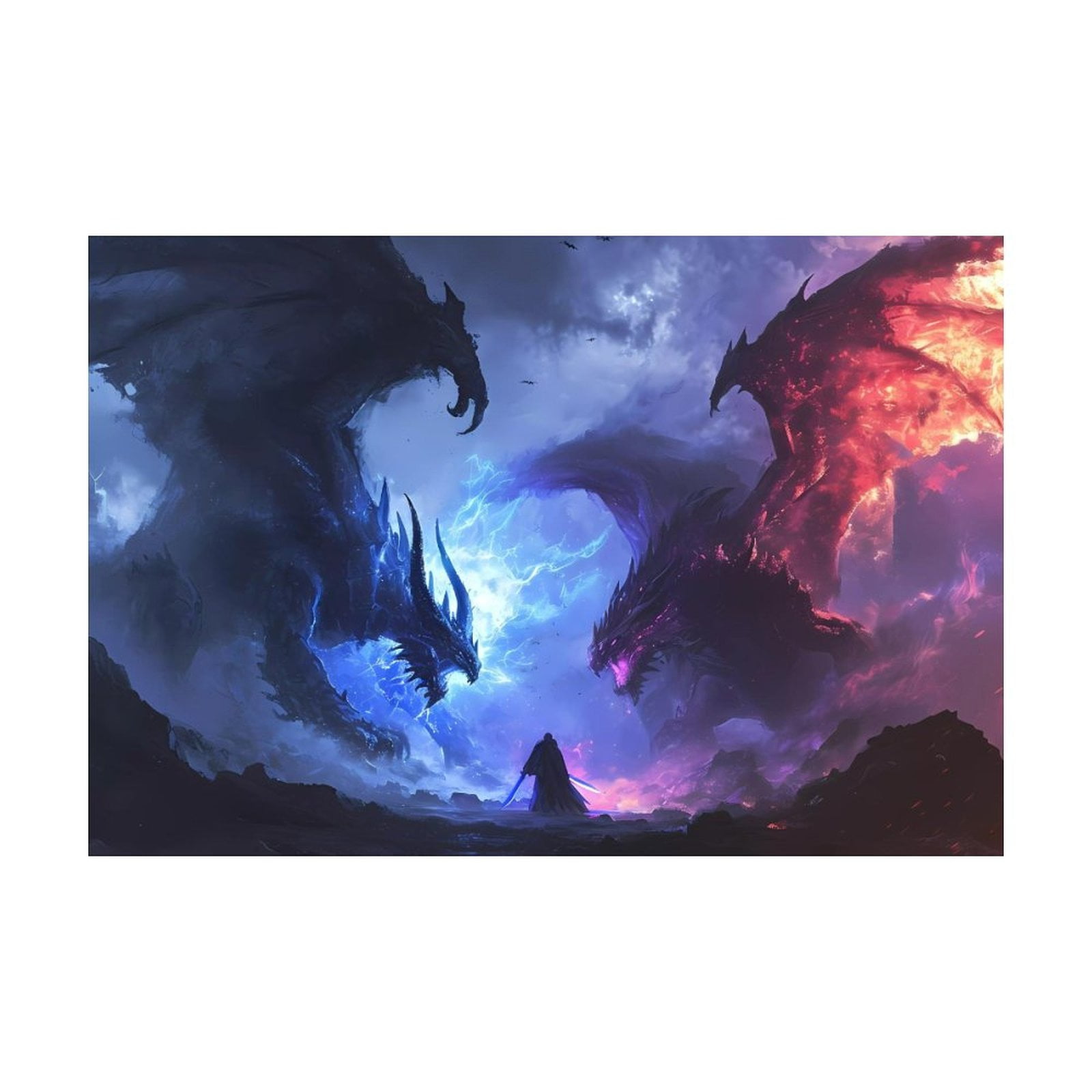 Diamond Art Kits for Adults, Red And Blue Fire DragonDiamond Painting ...
