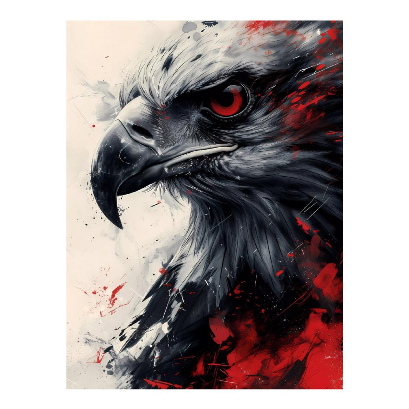 Diamond Art Kits for Adults, Red Black Ink Style Bald Eagle Round Full ...