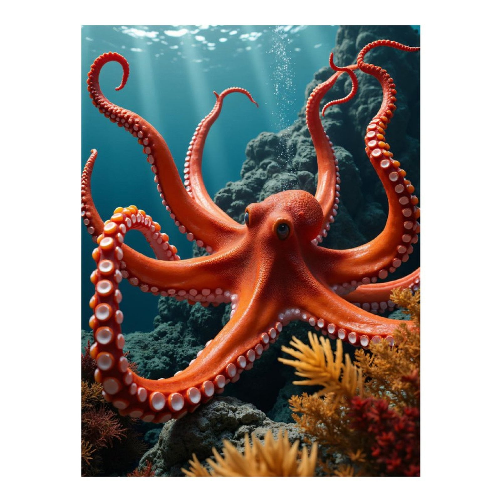 Diamond Art Kits for Adults, Red Octopus Underwater Coral Reefs 5D ...