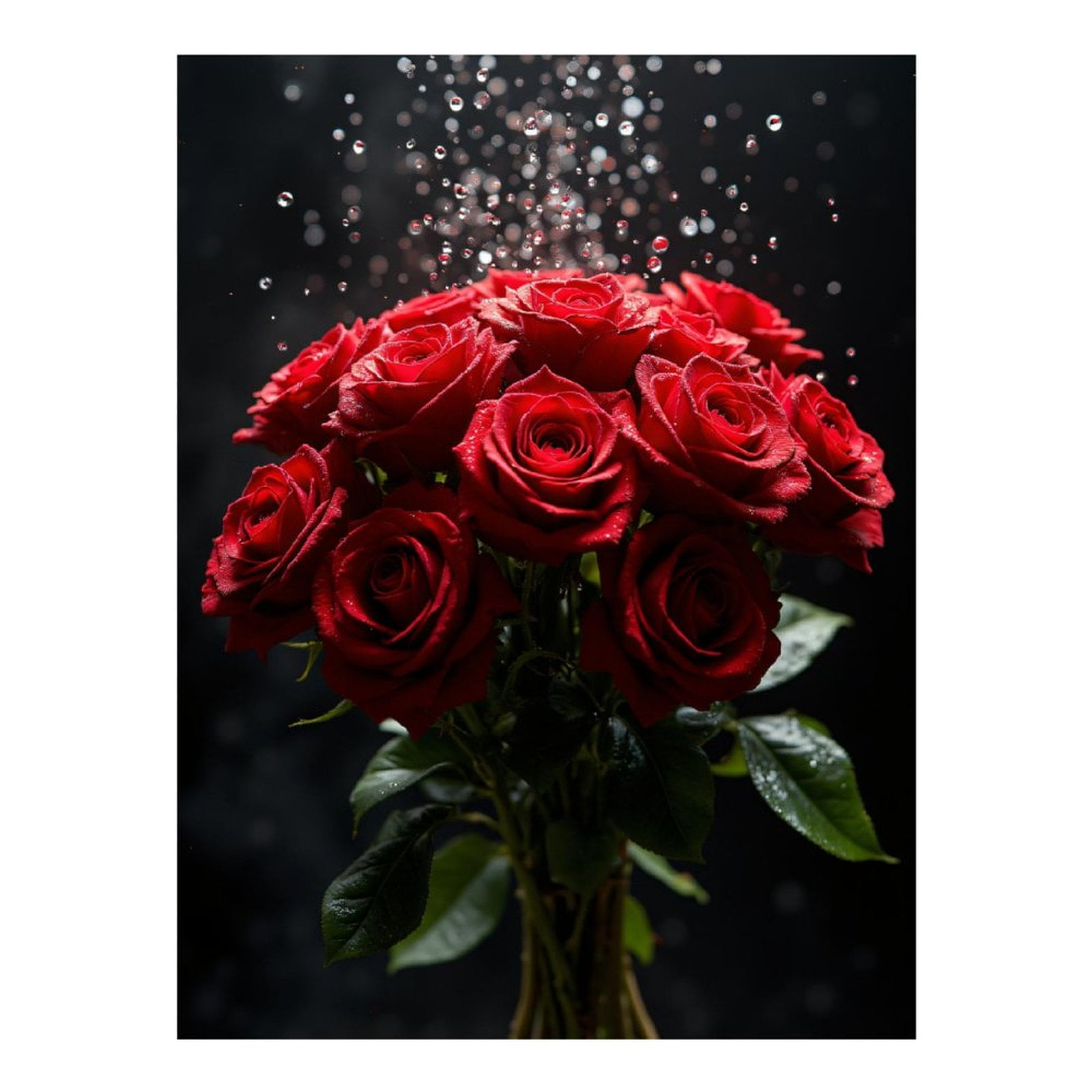 Diamond Art Kits for Adults, Red Roses Bouquet Water Droplets 5D ...