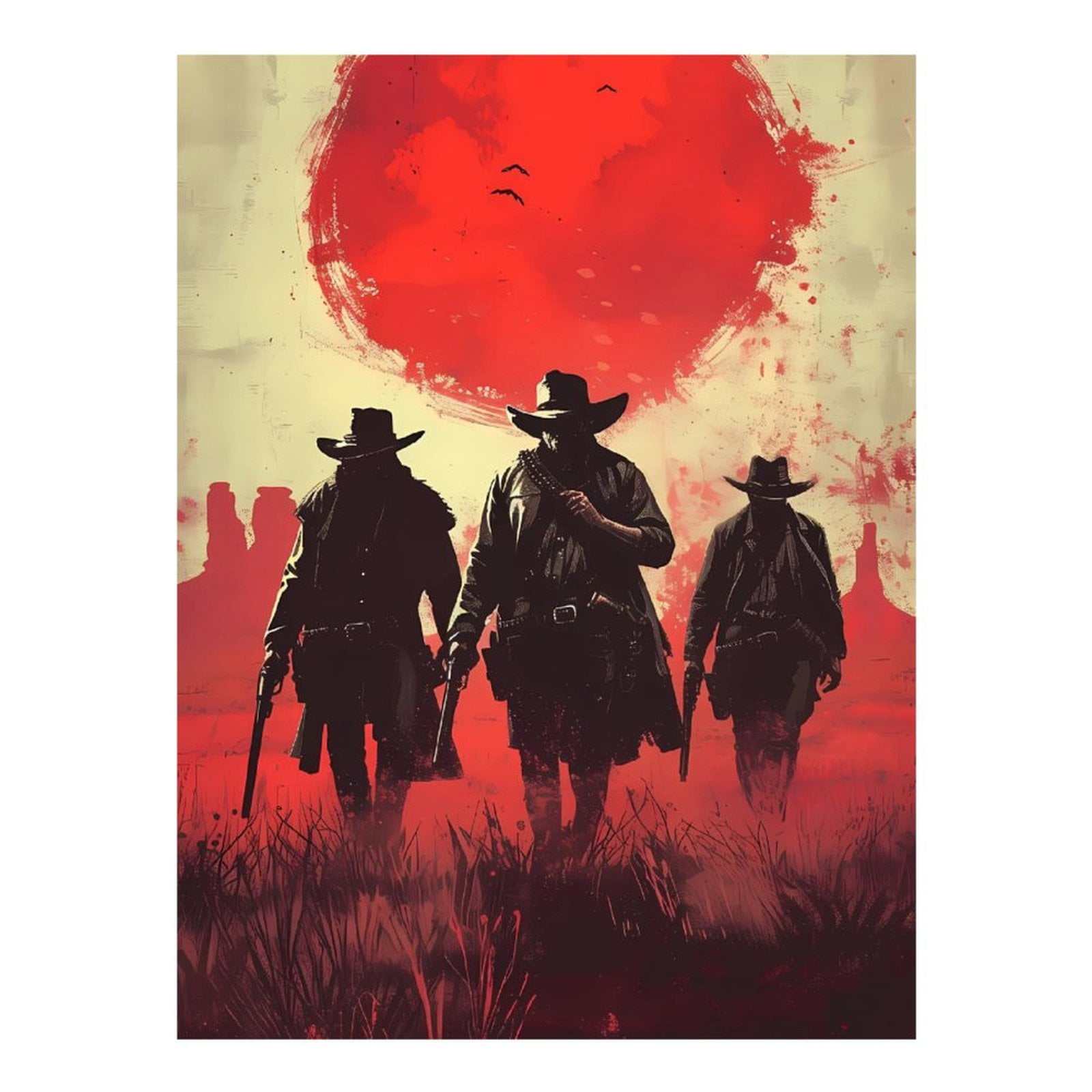 Diamond Art Kits for Adults - Red Sun Western Cowboy DIY Frameless ...