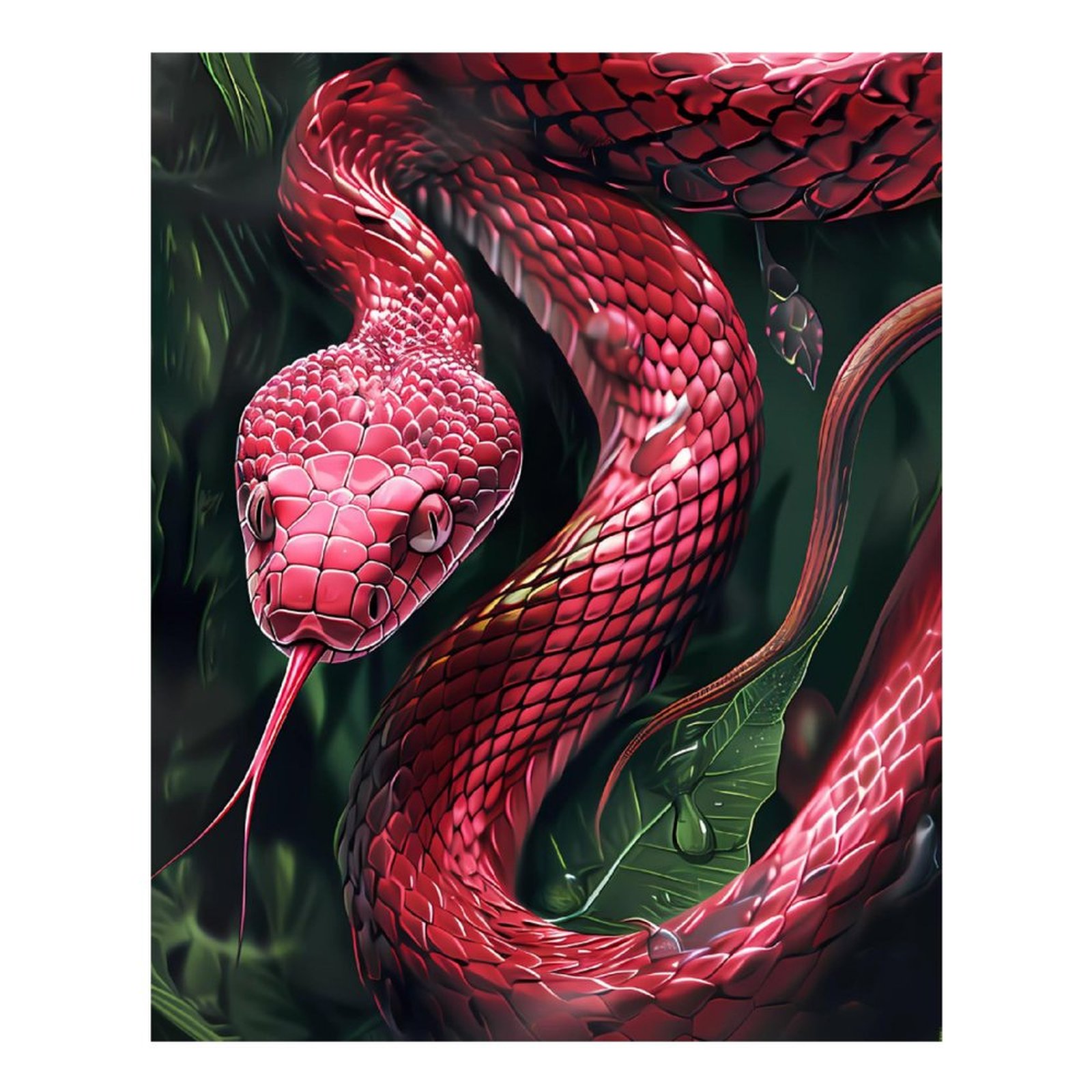 Diamond Art Kits for Adults, Red Viper Jungle Intensity Round Full ...
