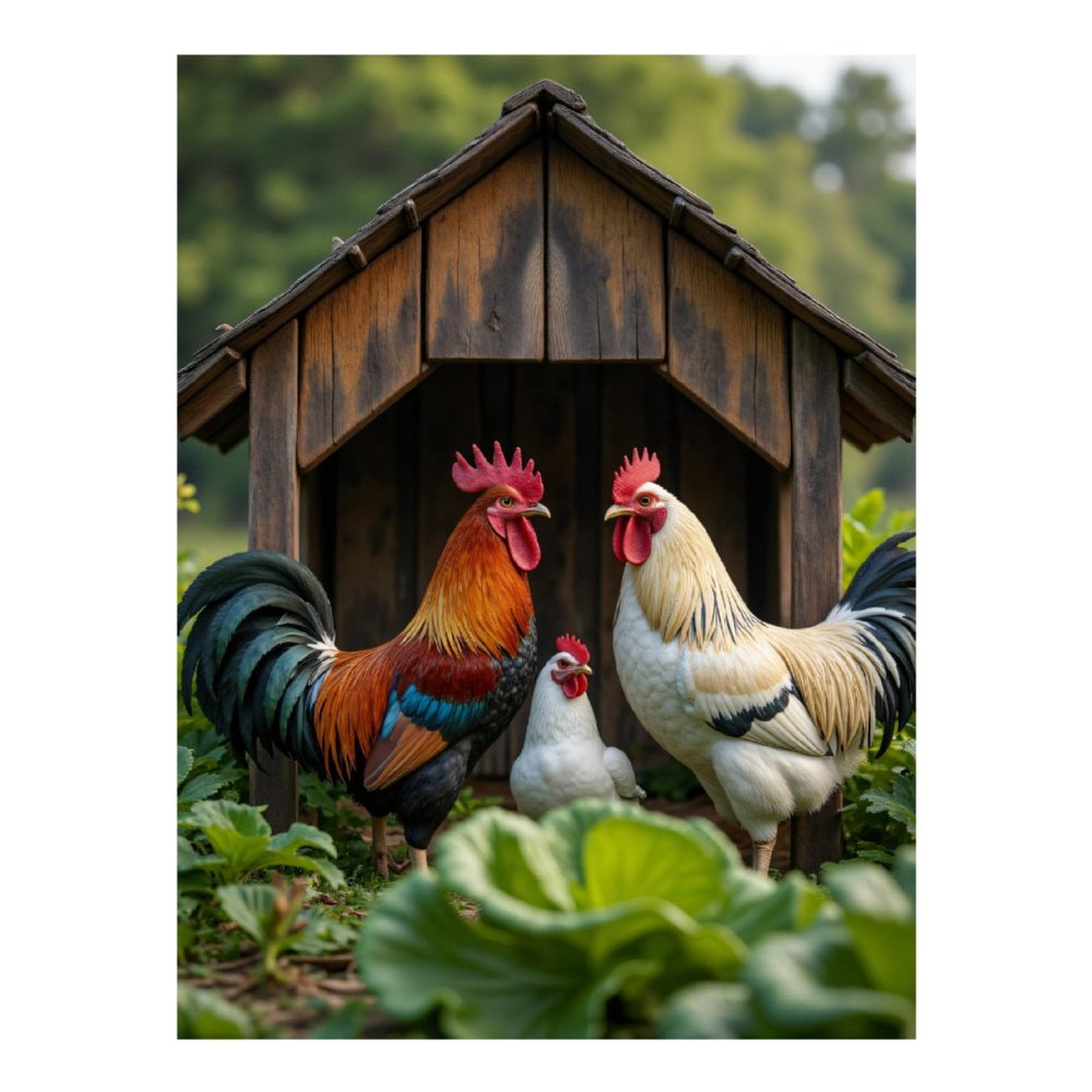 Diamond Art Kits for Adults - Roosters Hens Rustic Wooden Coop Garden ...
