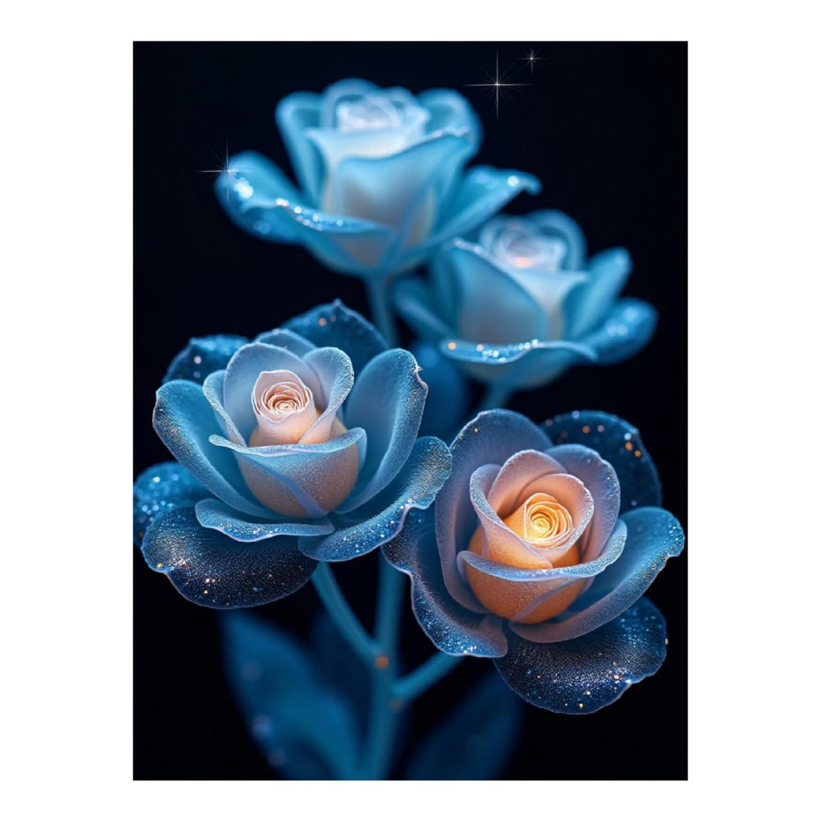 Diamond Art Kits for Adults - Rose Blue Print No.263 5D Frameless ...