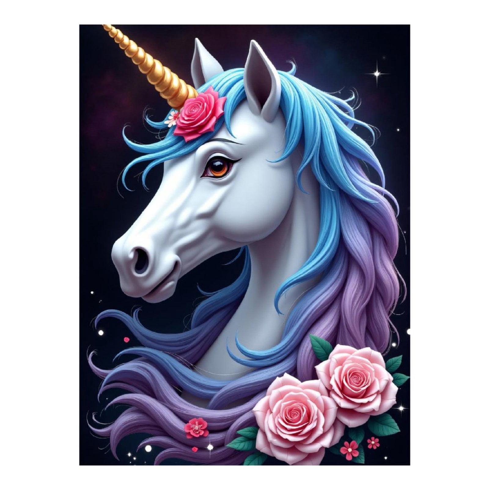 Diamond Art Kits for Adults - Rose Horse Colorful Print No.242 5D ...