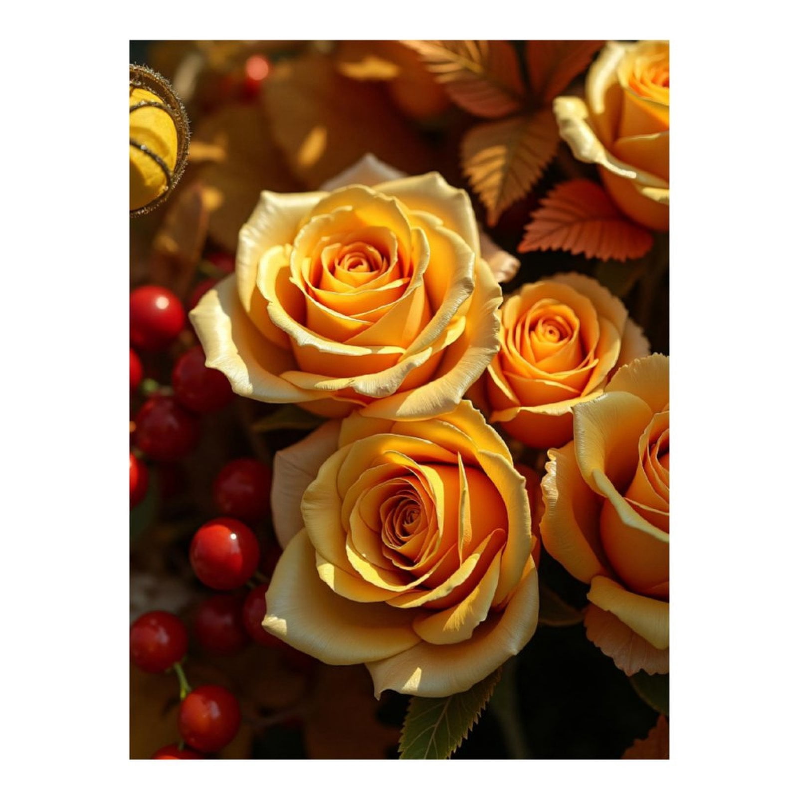 Diamond Art Kits for Adults - Rose Yellow Berry Print No.417 5D ...