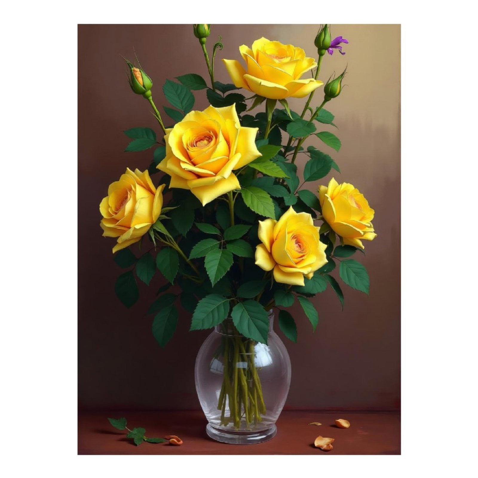 Diamond Art Kits for Adults - Rose Yellow Glass Print No.625 5D Frameless Dimond Painting Kit ...