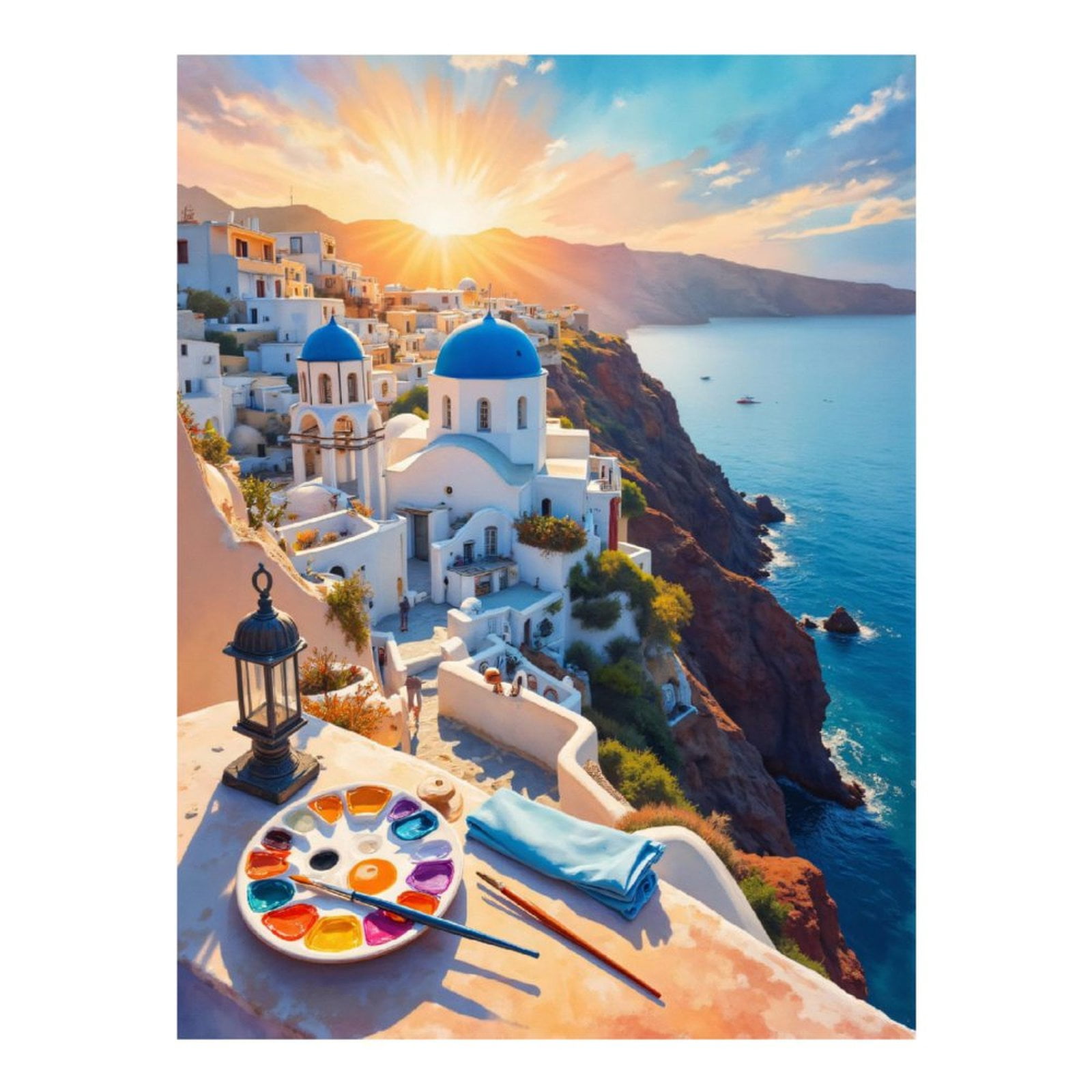 Diamond Art Kits for Adults, Santorini Sunset Painting Palette 5D ...