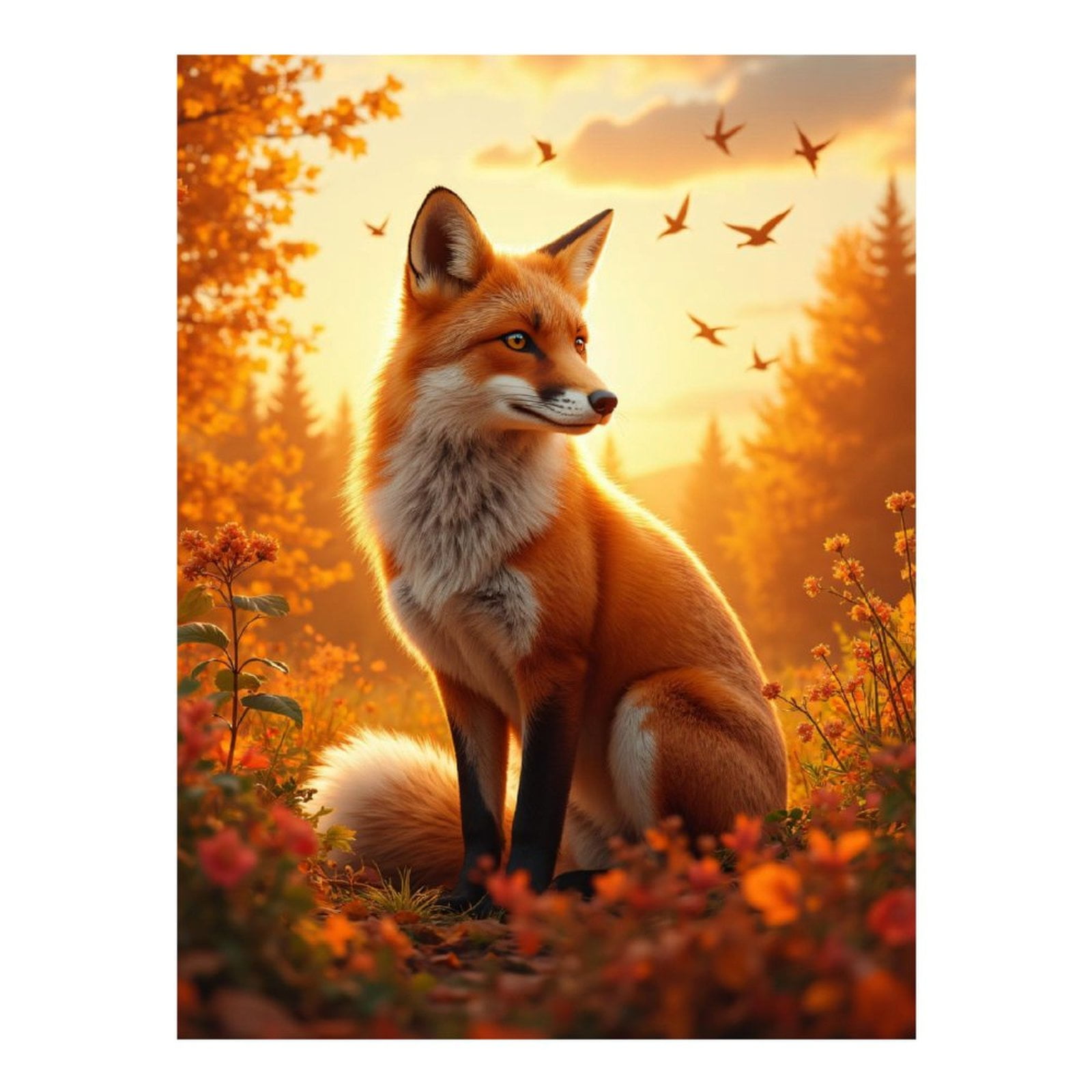 Diamond Art Kits for Adults, Serene Fox In Autumn Landscape 5D Diamond ...