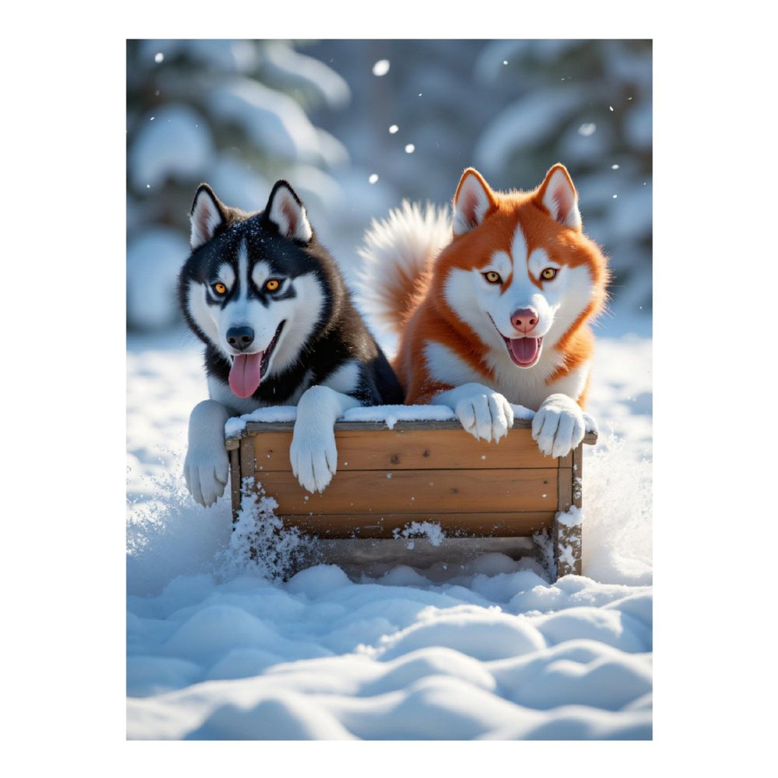 Diamond Art Kits for Adults - Siberian Huskies Snow Sledding Fun 5d ...