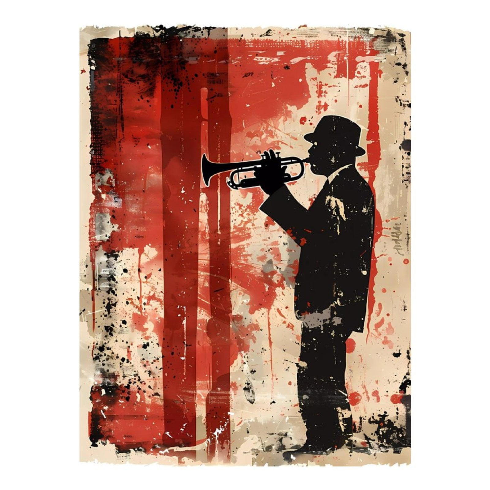 Diamond Art Kits for Adults - Silhouette Trumpet Red Art Frameless 5D ...