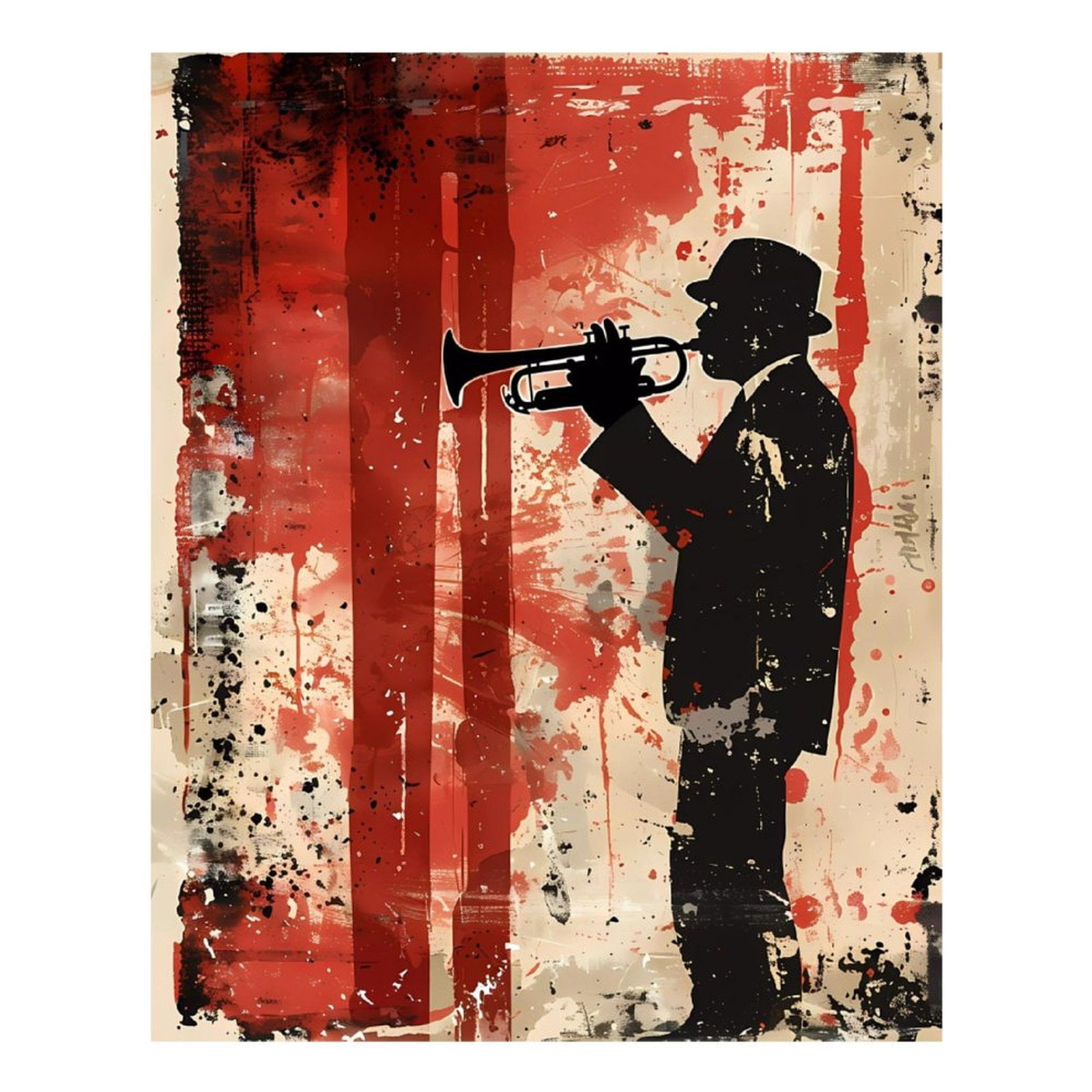 Diamond Art Kits for Adults, Silhouette Trumpet Red Art Round Full ...