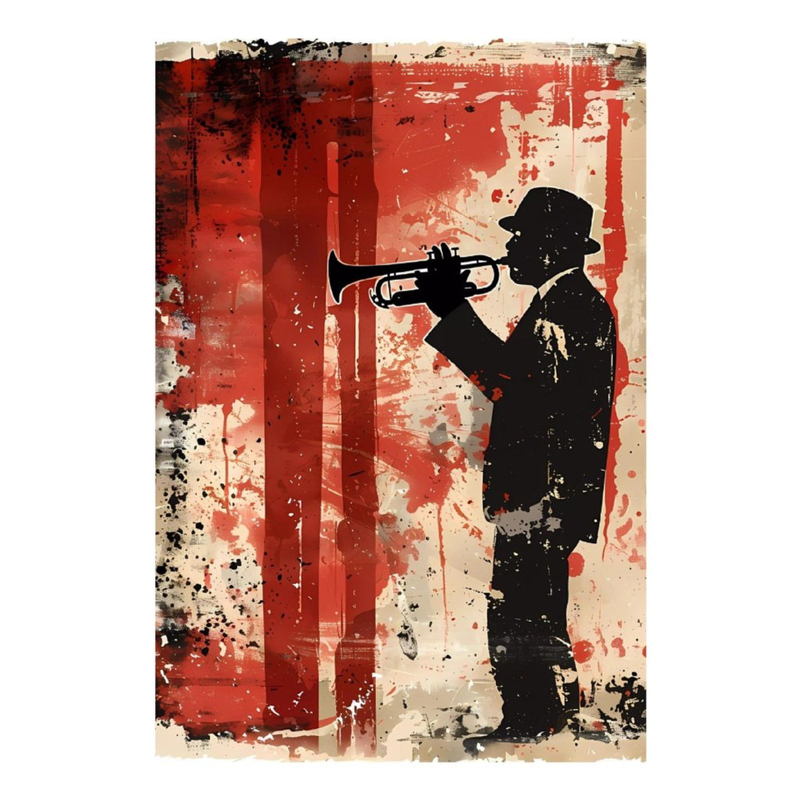 Diamond Art Kits for Adults, Silhouette Trumpet Red Art Round Full ...