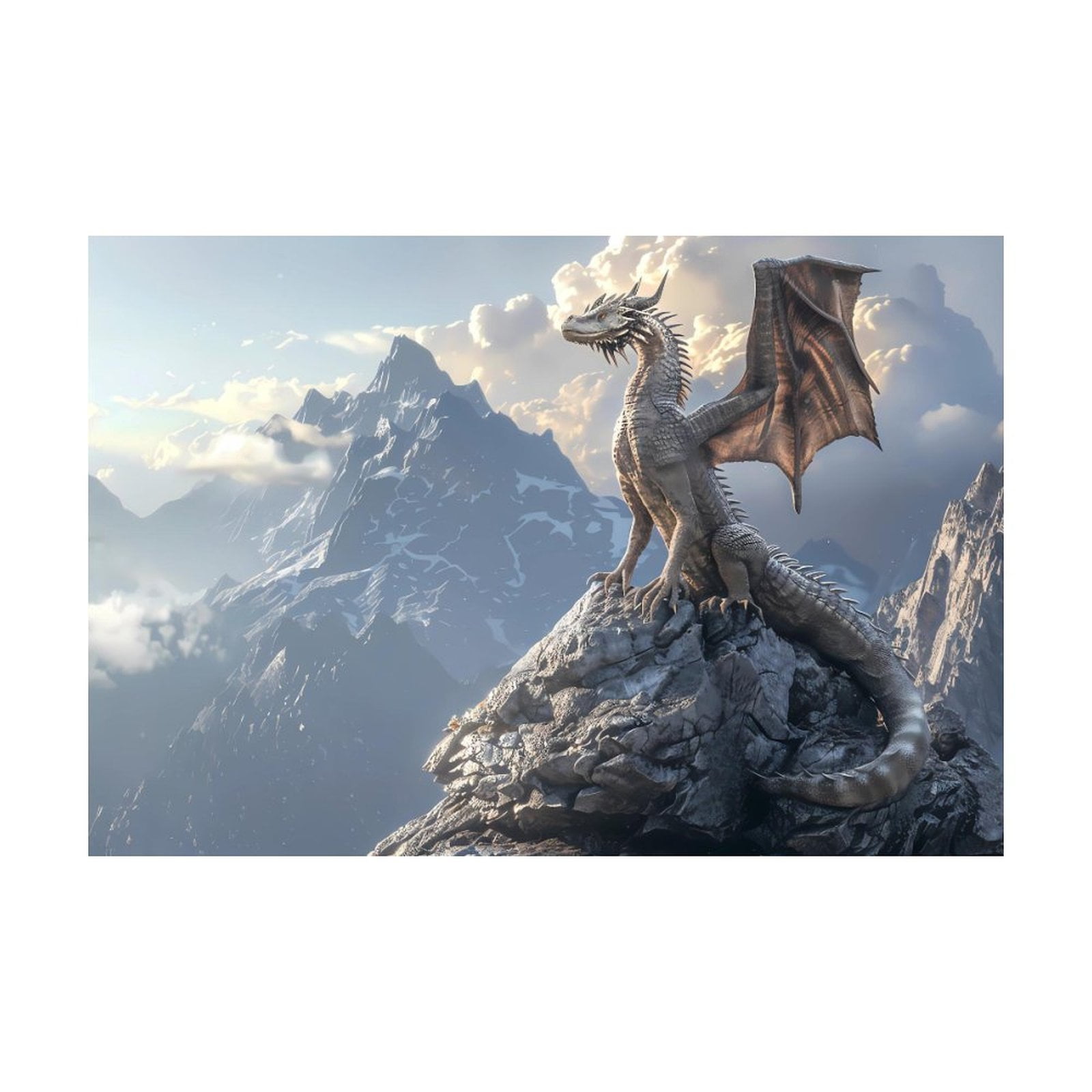 Diamond Art Kits for Adults - Silver Dragon Mountain Peaks 5D Frameless ...