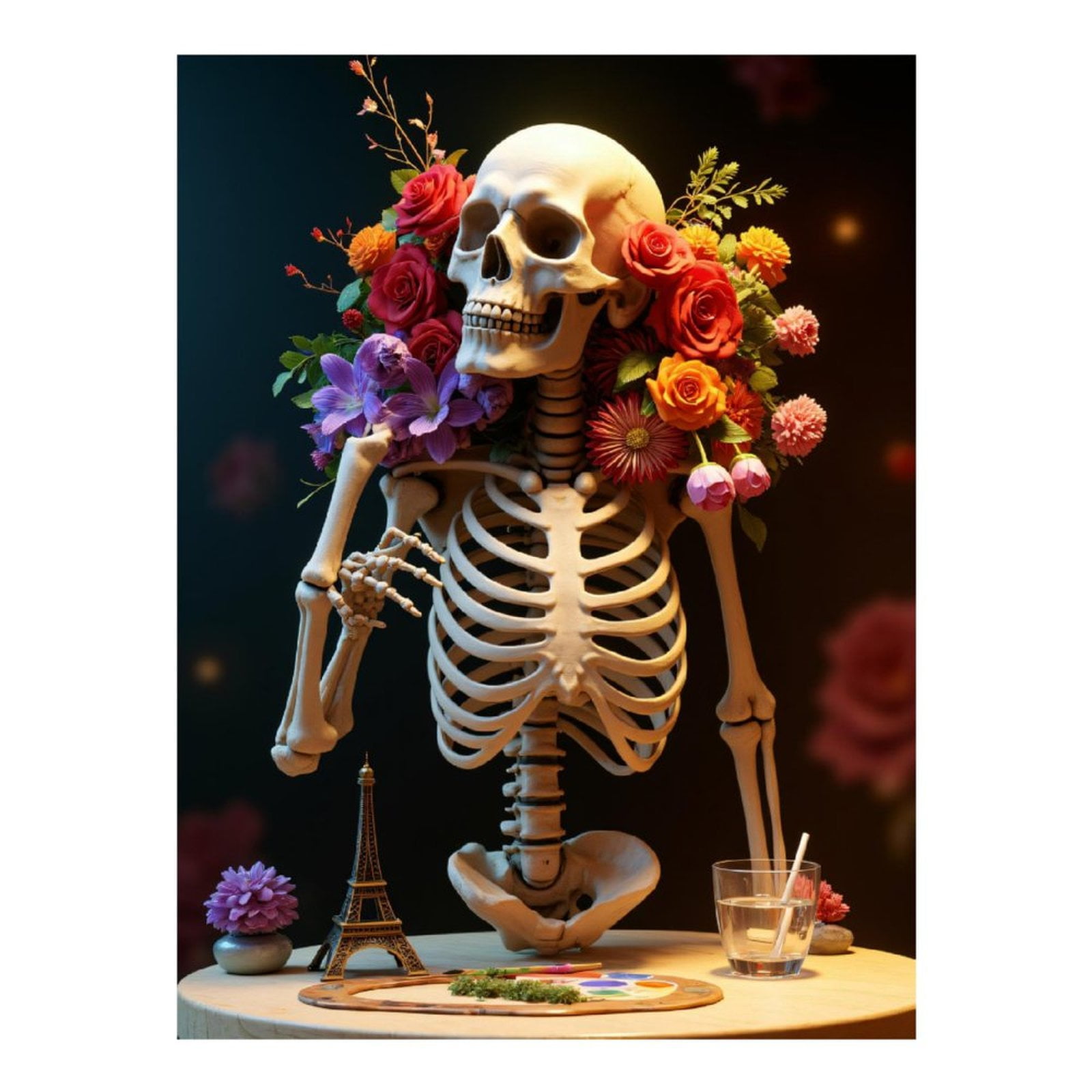 Diamond Art Kits for Adults, Skeleton Floral Arrangement Art Paris ...