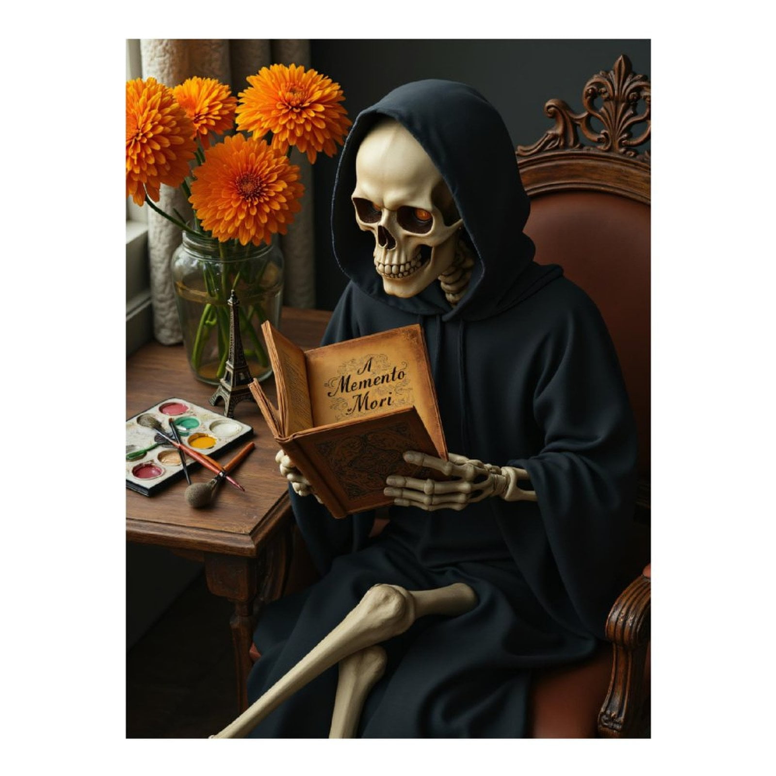 Diamond Art Kits for Adults, Skeleton Reading Grim Scene 5D Diamond ...