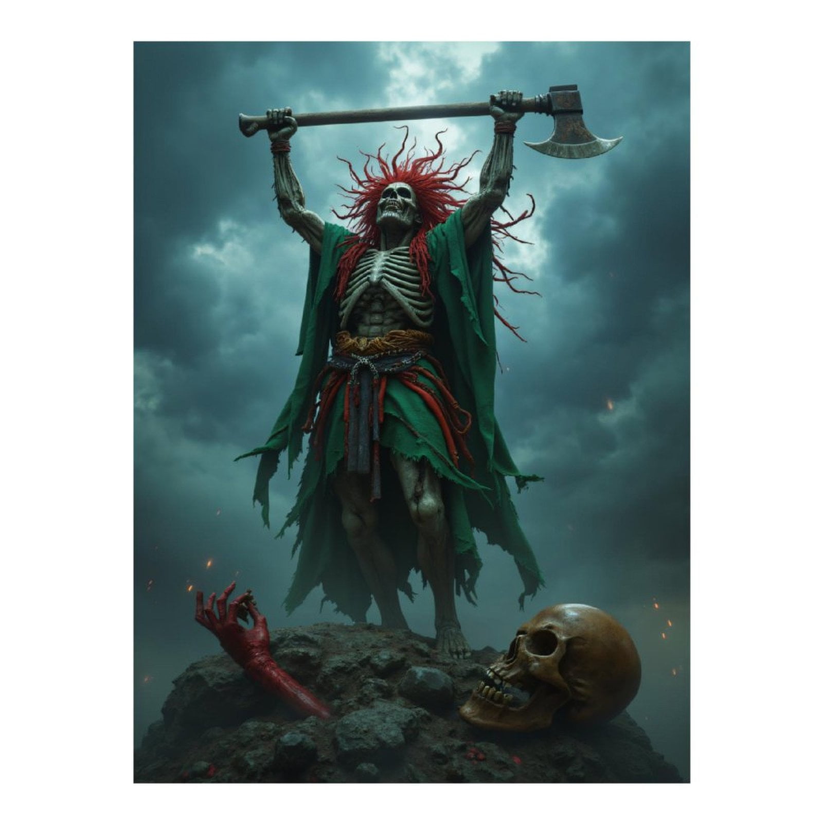 Diamond Art Kits for Adults, Skeleton Warrior Holding Axe 5D Diamond ...