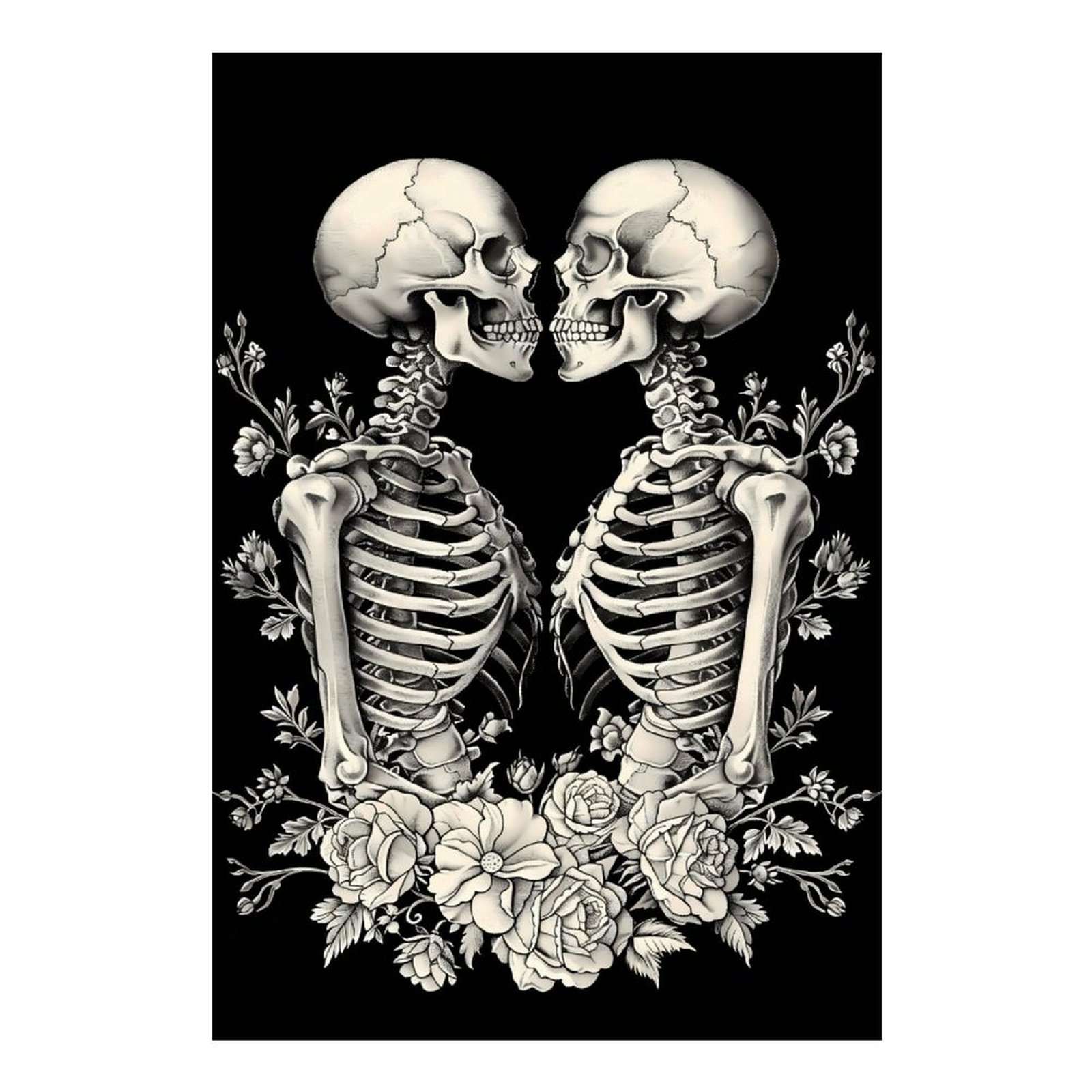 Diamond Art Kits for Adults - Skeletons Love Flowers DIY Frameless ...