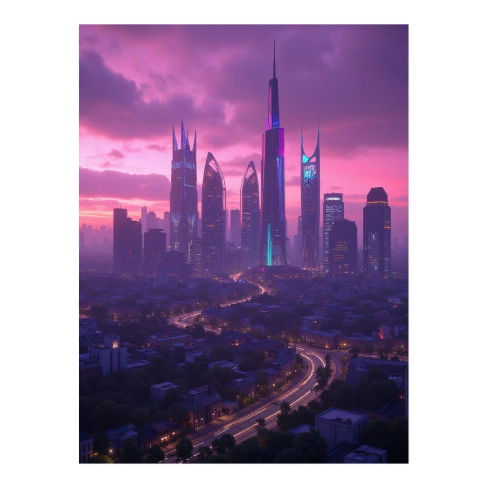 Diamond Art Kits for Adults, Skyline Sunset Futuristic Cityscape 5D ...