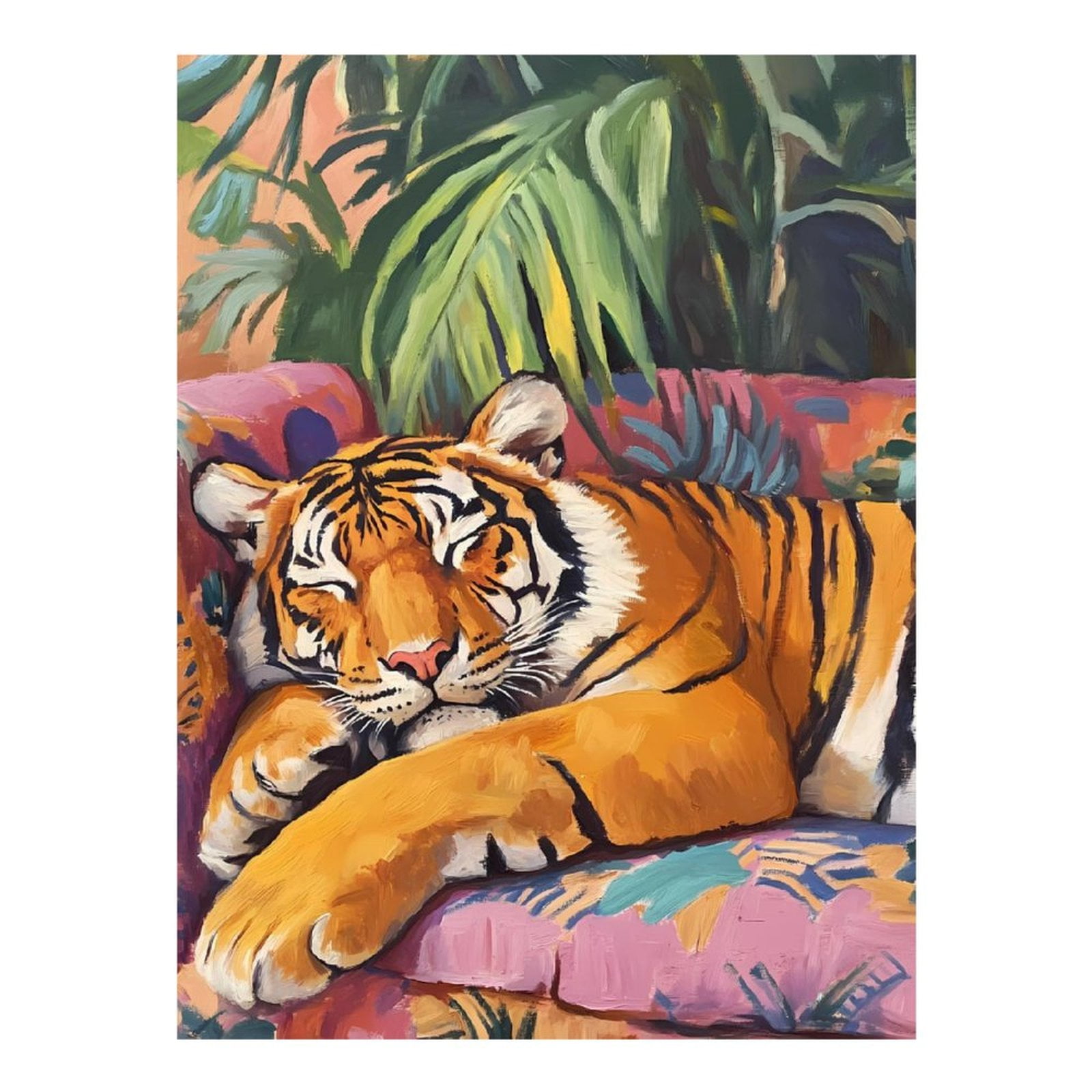 Diamond Art Kits for Adults - Sleeping Tiger On Couch DIY Frameless ...