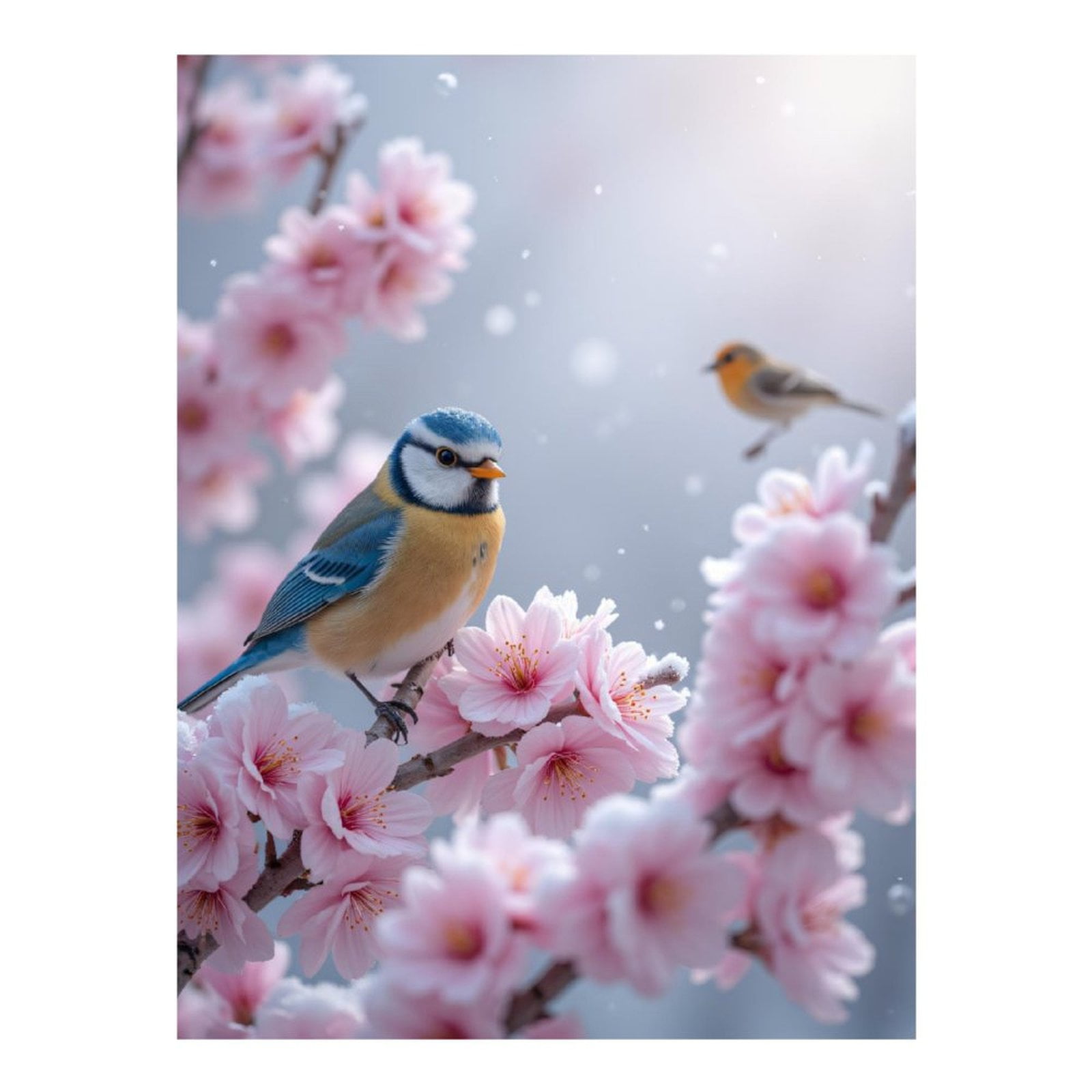 Diamond Art Kits for Adults, Spring Bird Cherry Blossoms Fluttering 5D ...